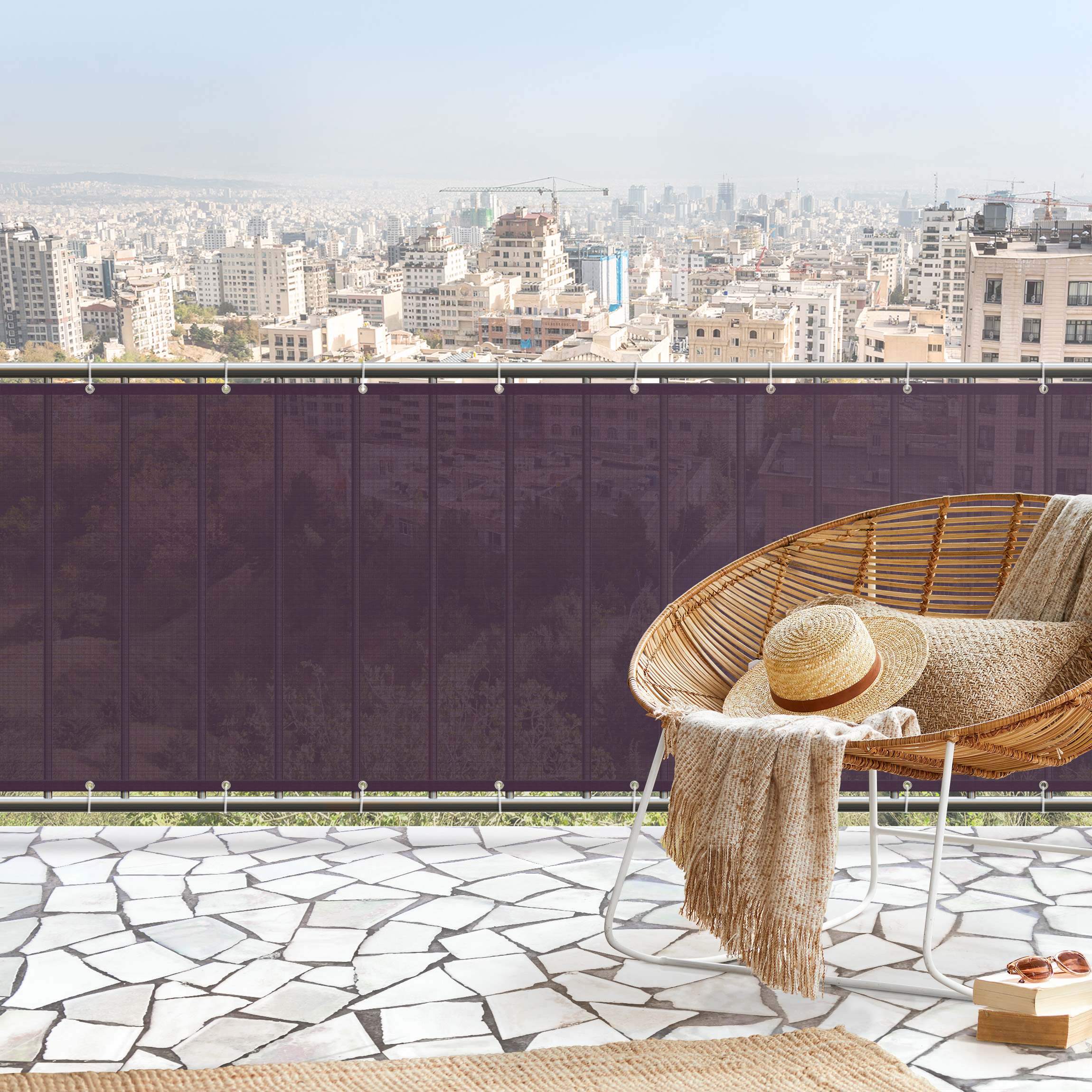 Brise-vue pour balcon - Violet foncé 200 x 100 cm | Leroy Merlin