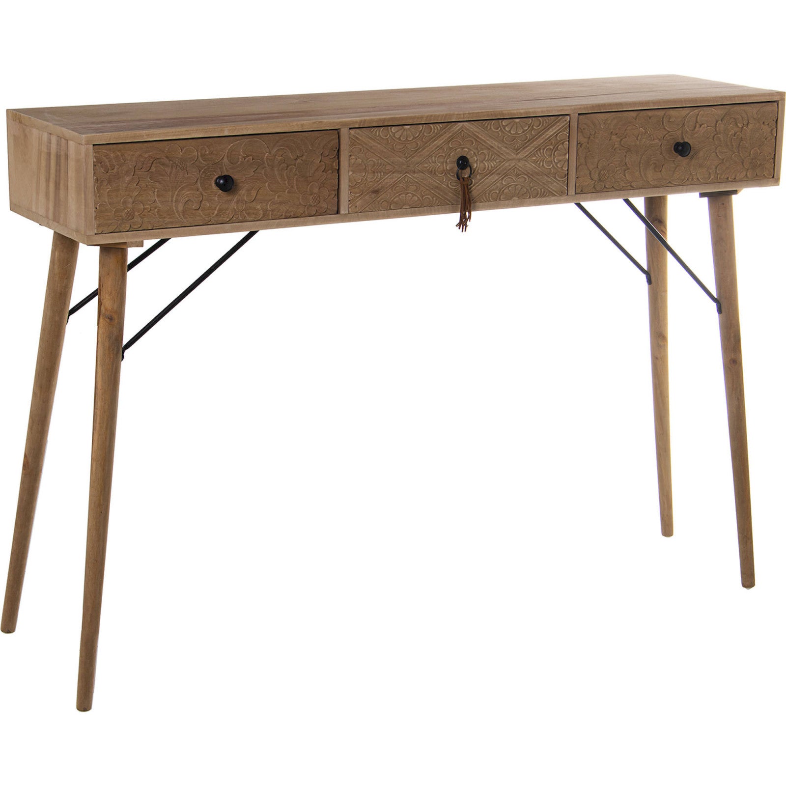 Console élégante en bois avec 3 tiroirs pour entrée 115 x 30 x 81 cm ...