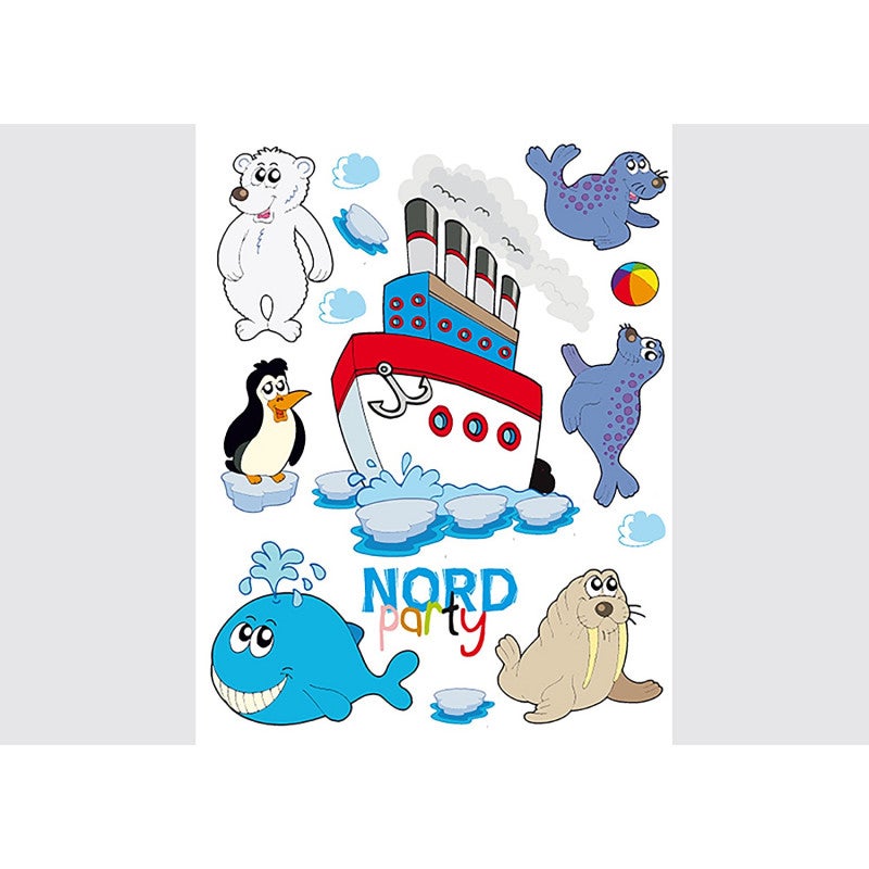 Stickers - Grand Nord Party Animaux Marins - 1 planche 65x85 cm | Leroy ...