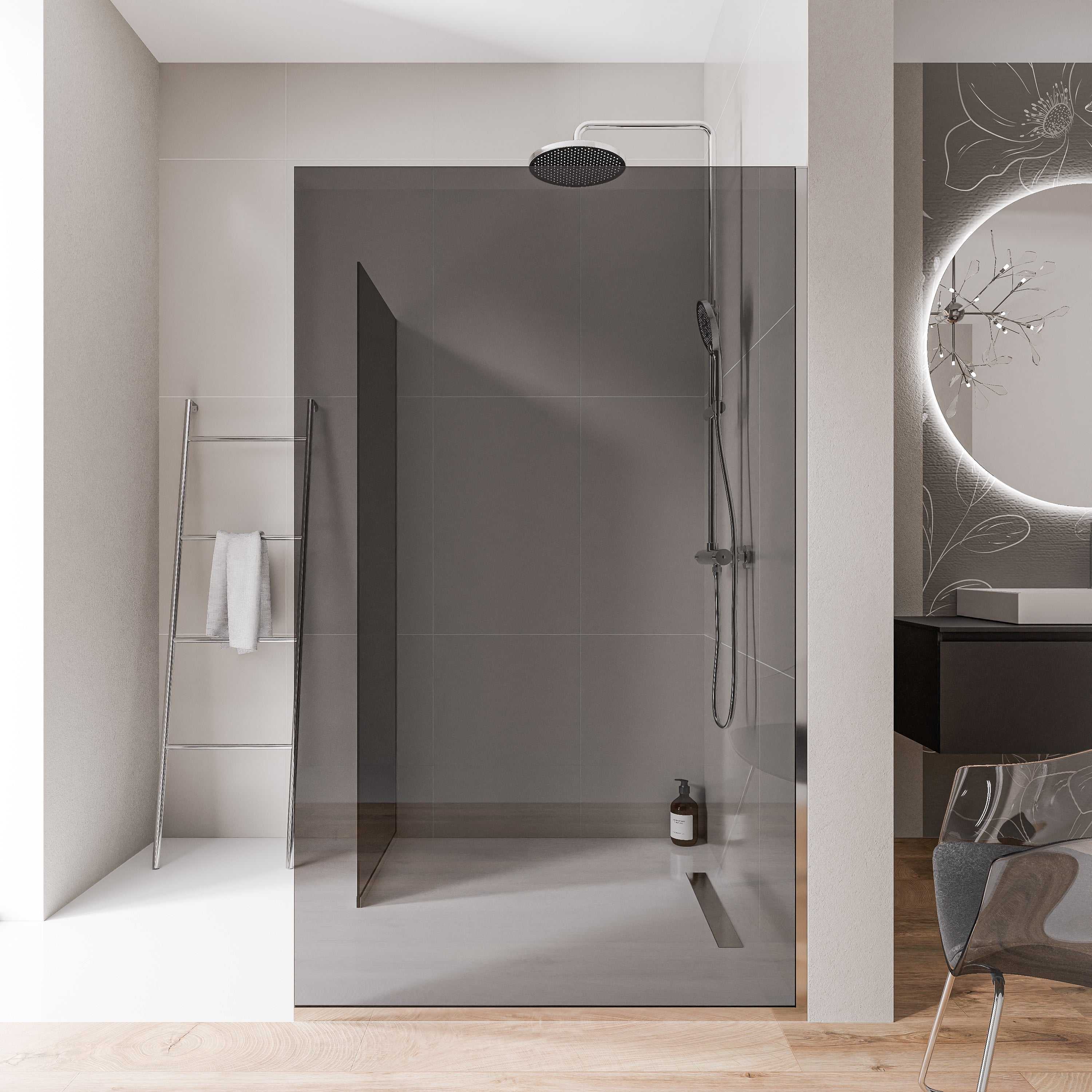 BERNSTEIN - 2 Parois de douche italienne d'angle 70x200cm + 70cm, verre ...