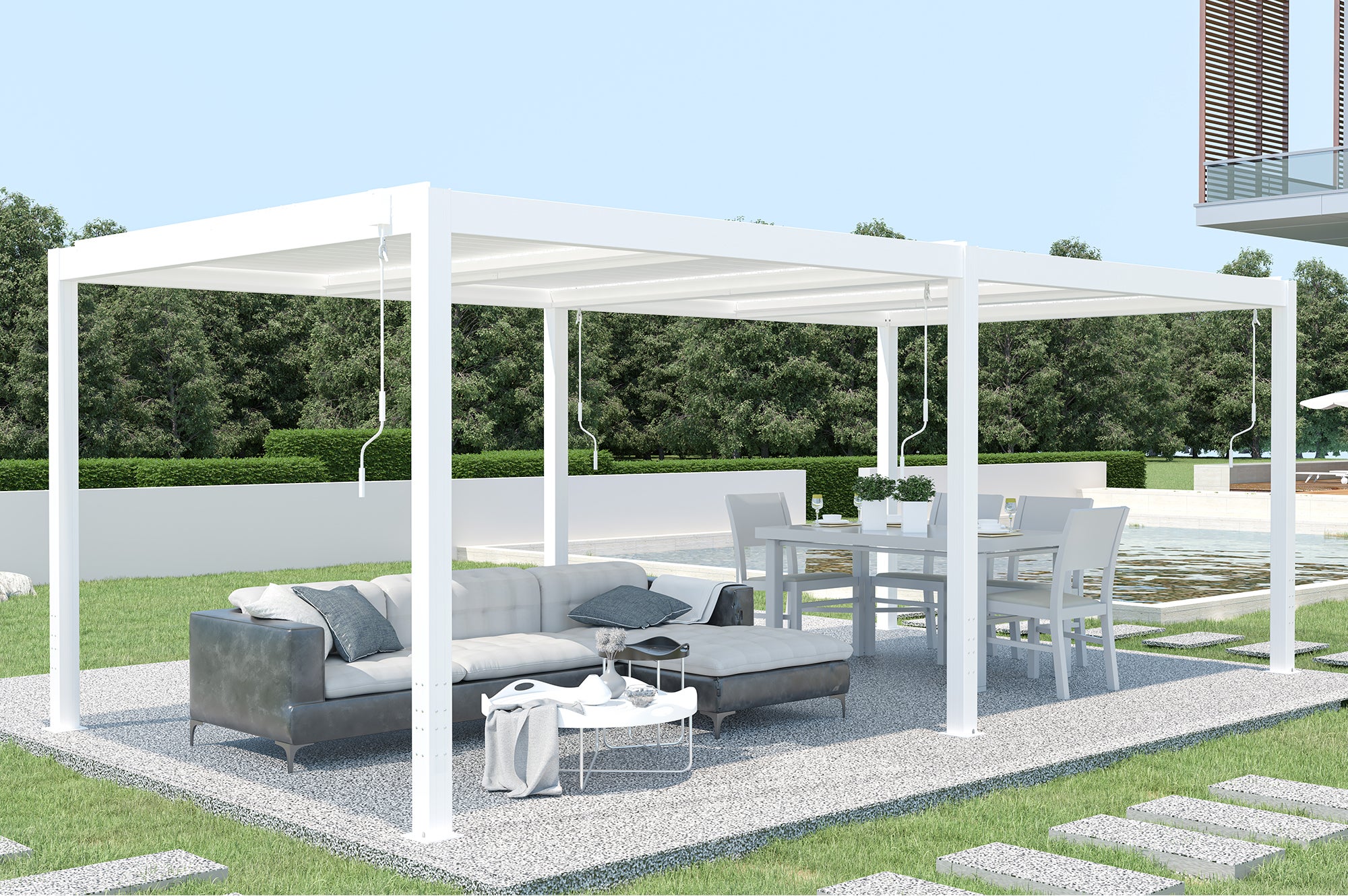Pergola bioclimatica SANTA in alluminio struttura Bianco, L 600 x P 304 ...