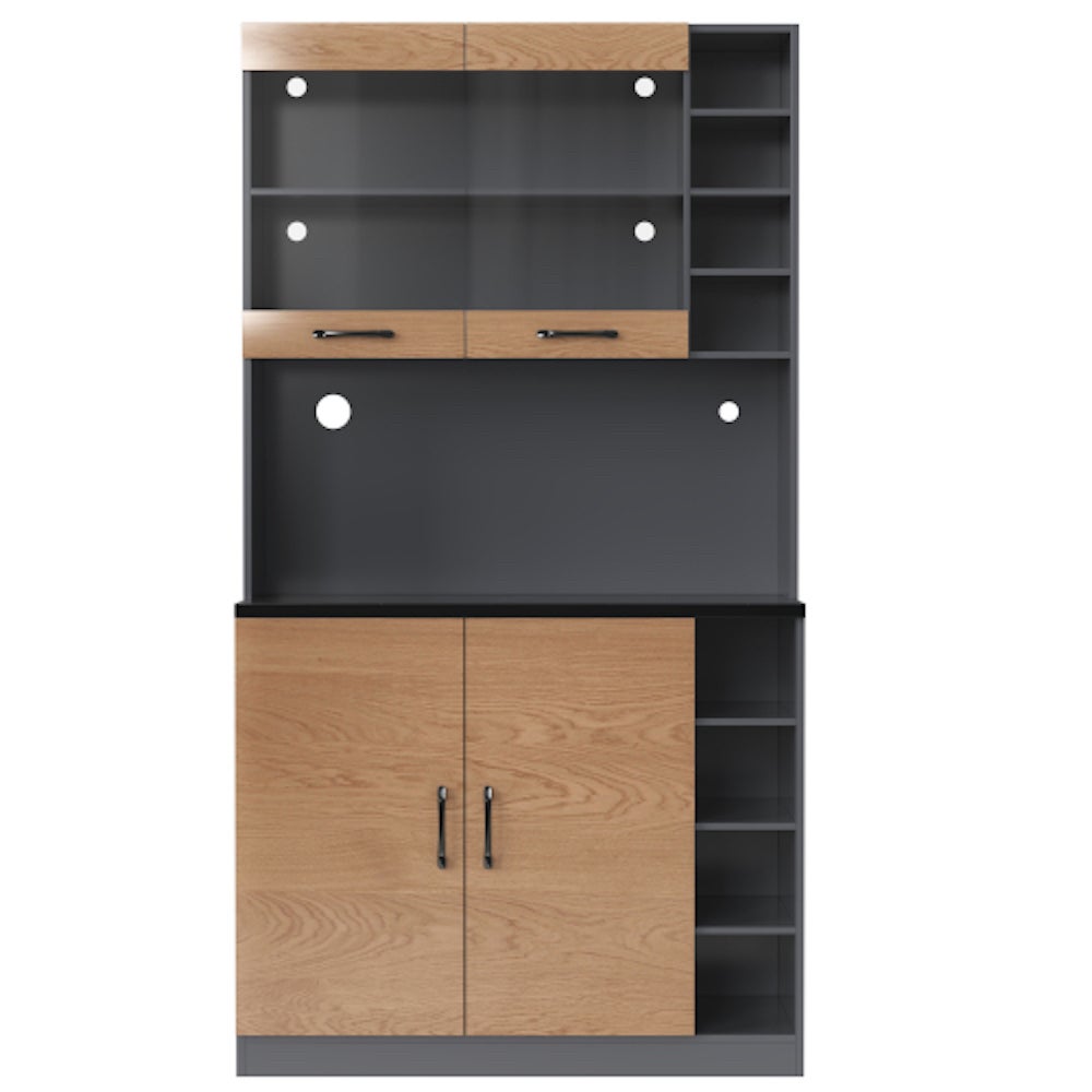 Buffet de cuisine en bois 100x47x187 cm avec LED et passages de câbles ...