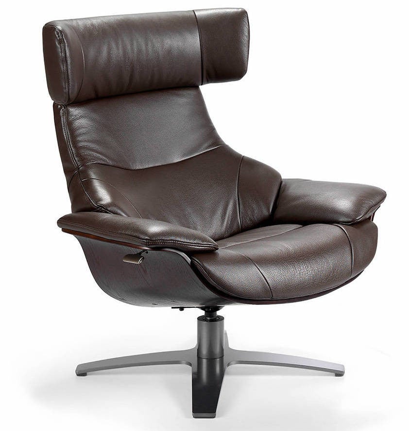 Sillón relax giratorio Kora de piel con mecanismo de respaldo abatible ...