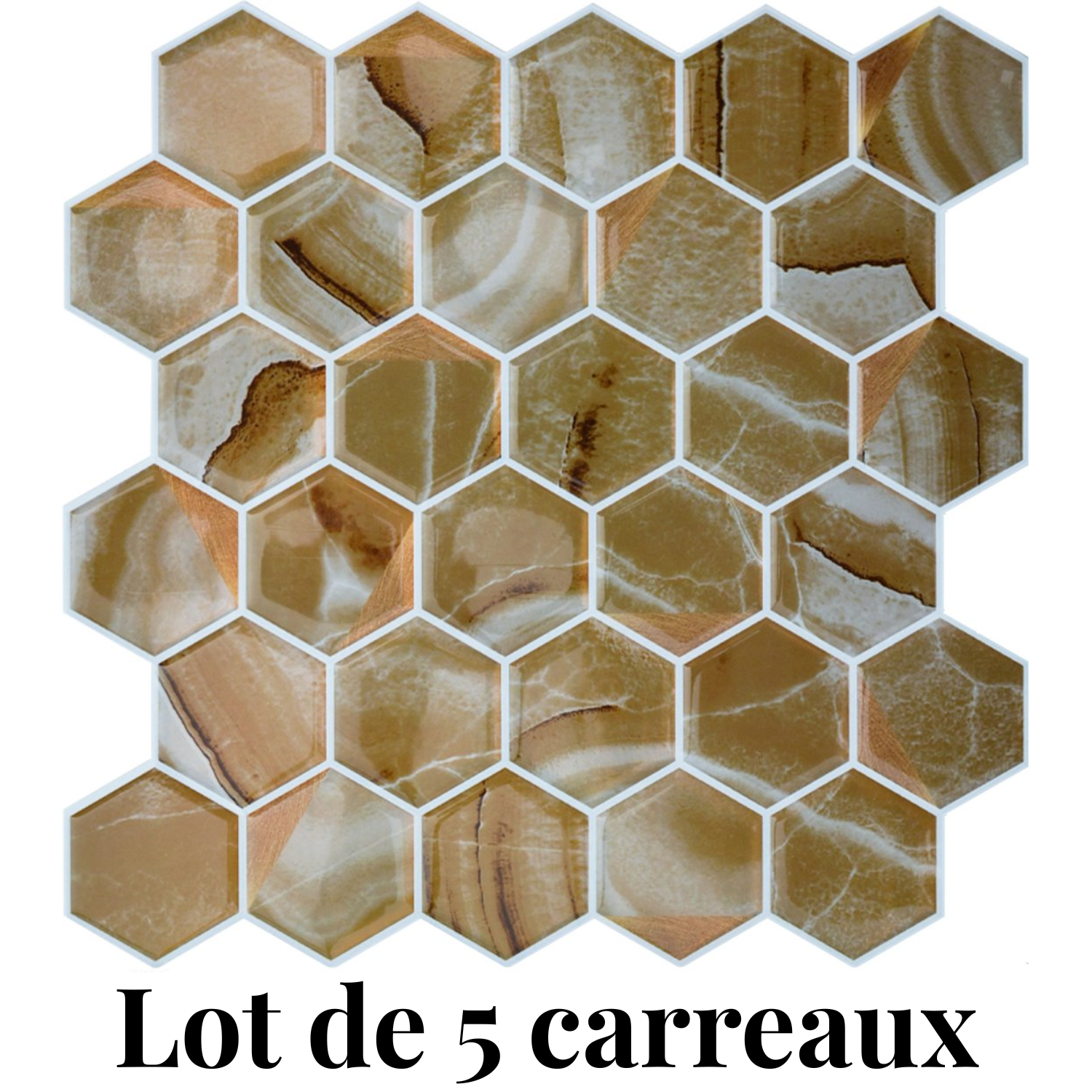 Carrelage Mural Adhésif - Effet Mosaïque Doré - Format 25,3 X 25,3 Cm 