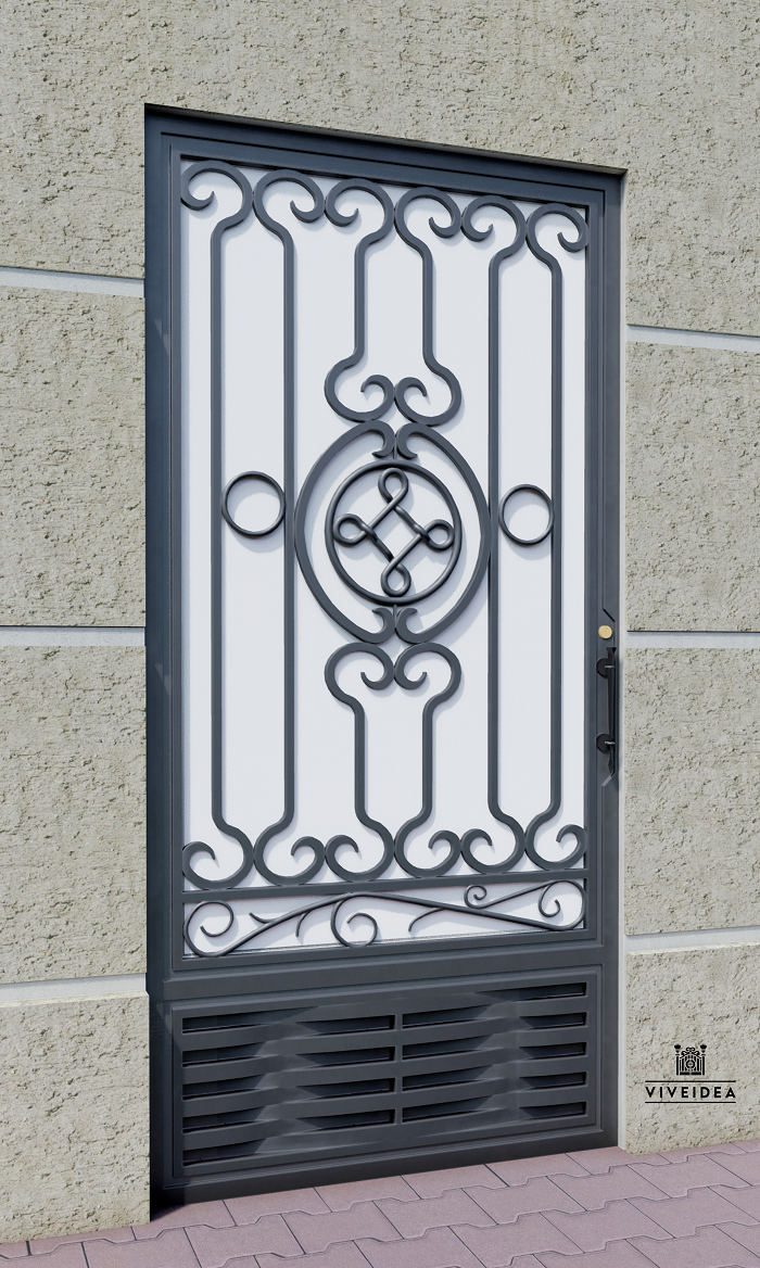 Porte d'entrée, métallique, artisanale, pour l'extérieur, un vantail ...