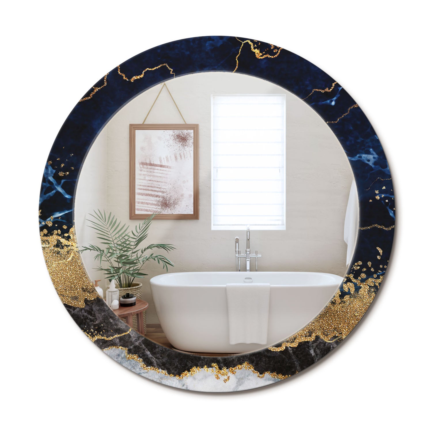 Espejo redondo decorativo con marco de vidrio impreso de alta calidad ...