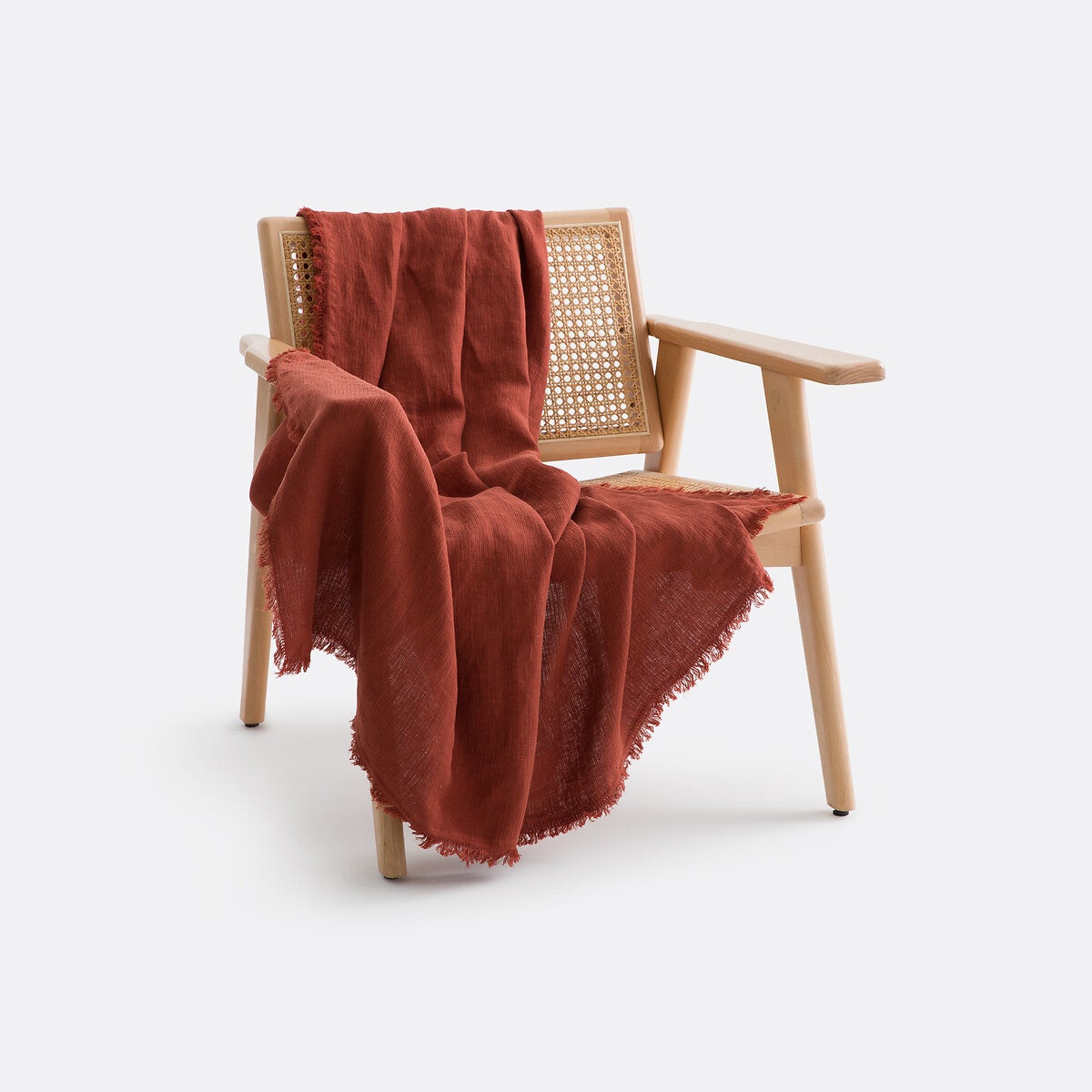 Plaid lin lavé, Linange - Acajou - 130 x 150 cm | Leroy Merlin