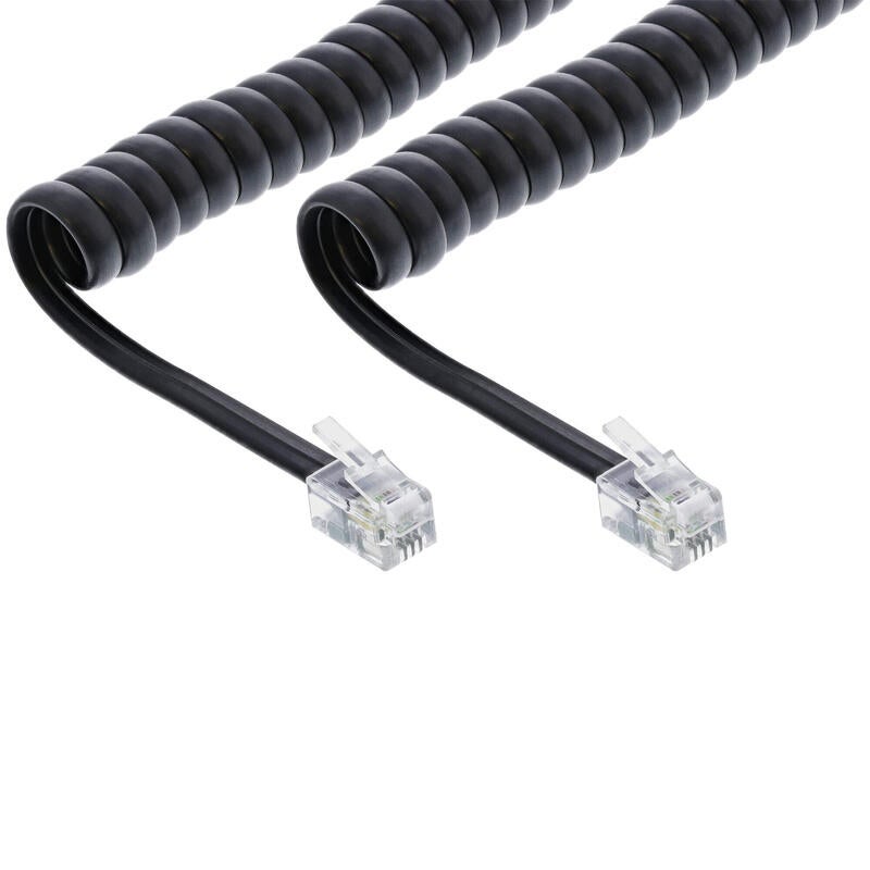 Cable en espiral inline rj10 macho a macho negro hasta 2 m | Leroy Merlin