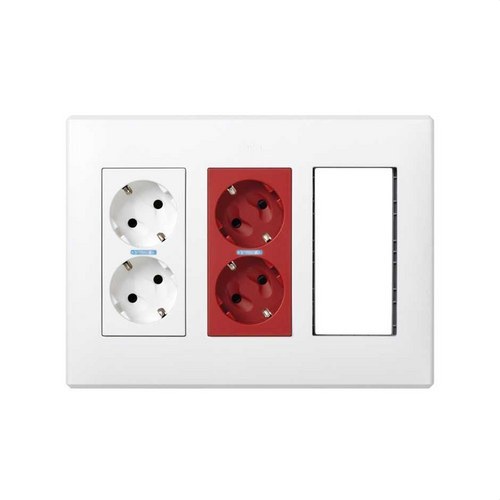 Kit caja pared superficie-empotrar 3 elementos dobles con 1 enchufe doble,1 SAI doble,2 ...