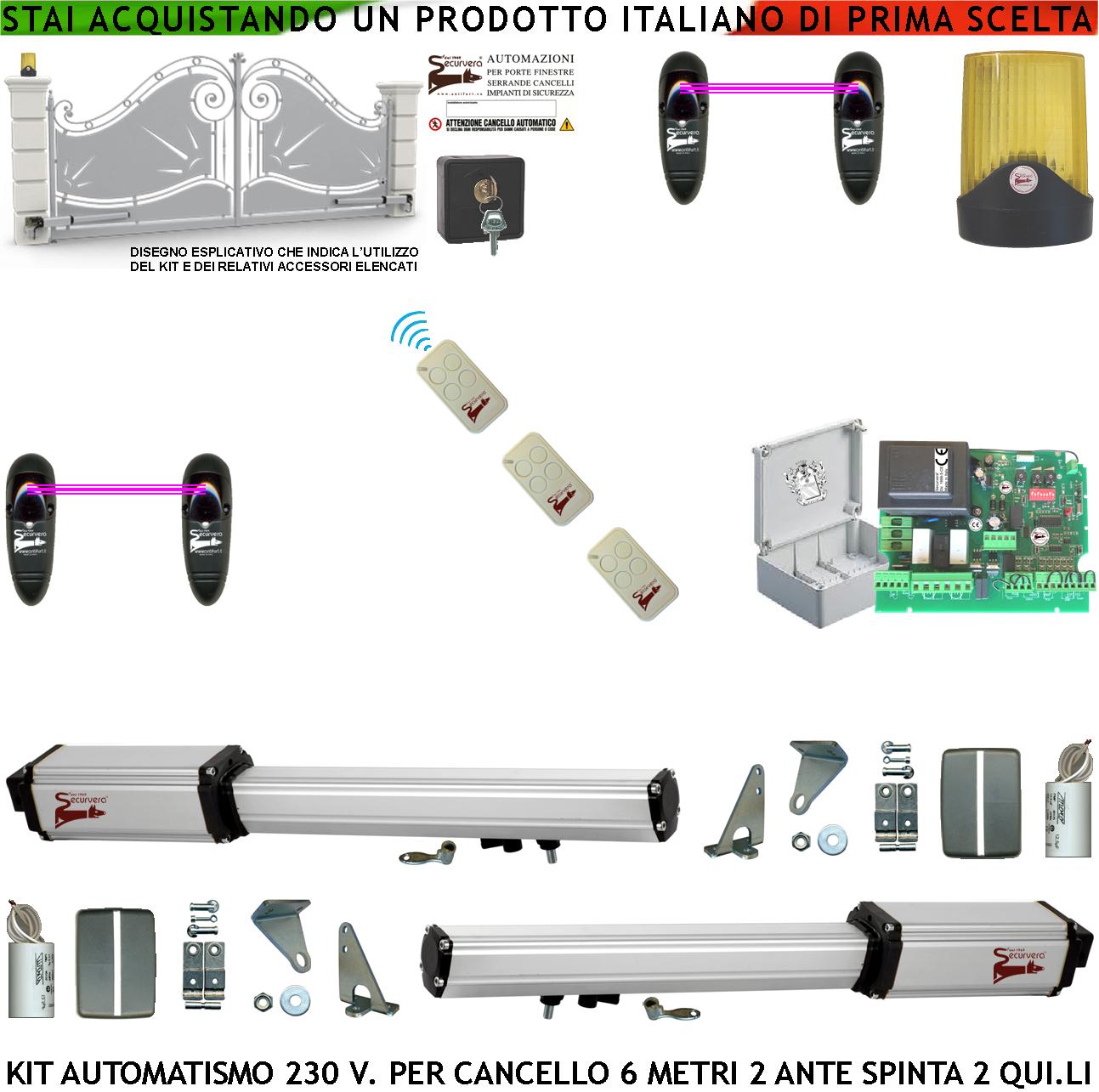 Cancello Automatico 6 Metri 2 Ante da 3 MT Kit Base 2 Motori ...
