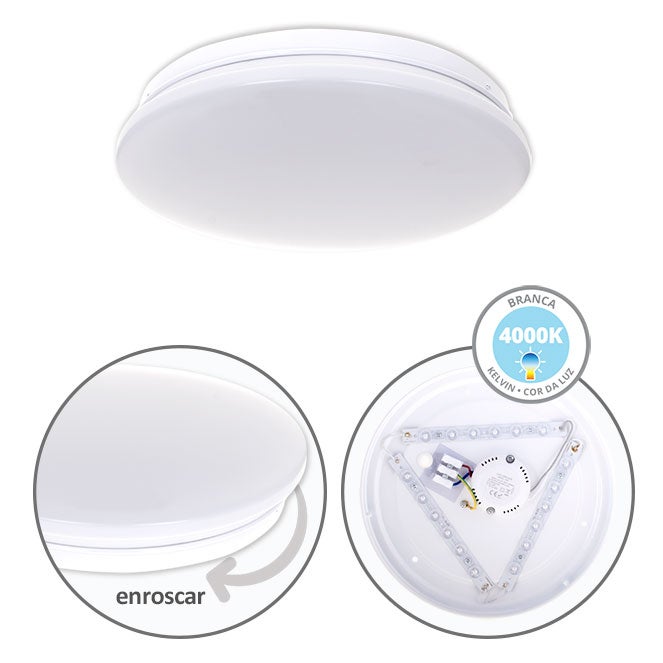 DRIFT Plafonnier LED 12W 960lm 4000K L.6xP.25cm Blanc | Leroy Merlin