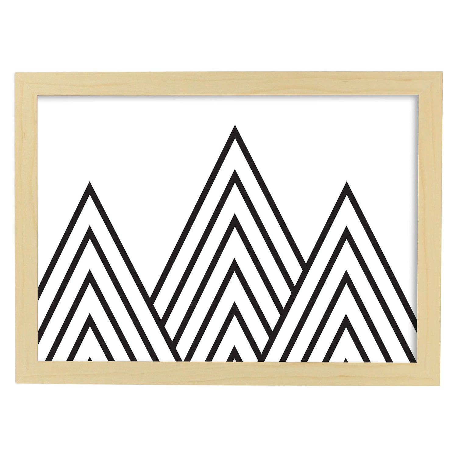 Poster Con Dibujo Nordico De Lineas. Lamina Tres Montanas, Ilustrada ...