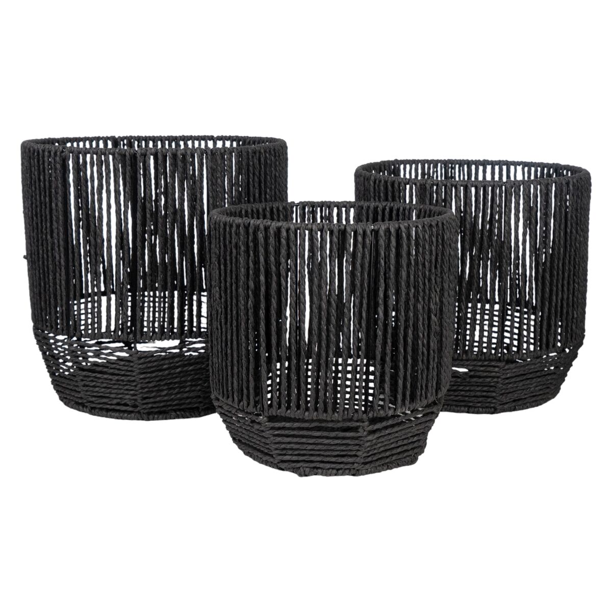 Set de Maceteros Romimex Negro Cuerda (3 Piezas) | Leroy Merlin