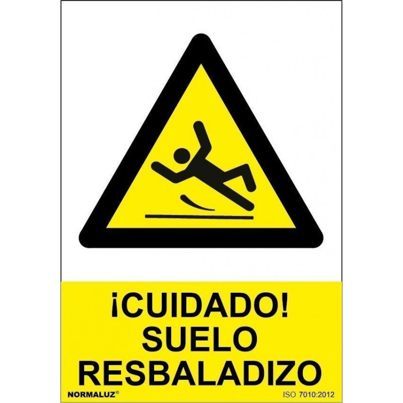 Señal Cuidado Suelo Resbaladizo (texto y pictograma) SEKURECO | Leroy ...