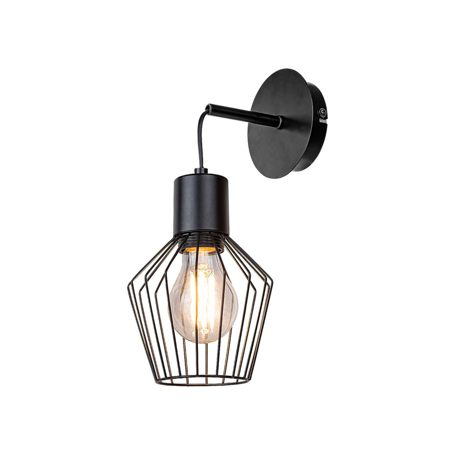 Applique E27 Métal Noir Style Industriel Métal Métal IP20 BELANO ...