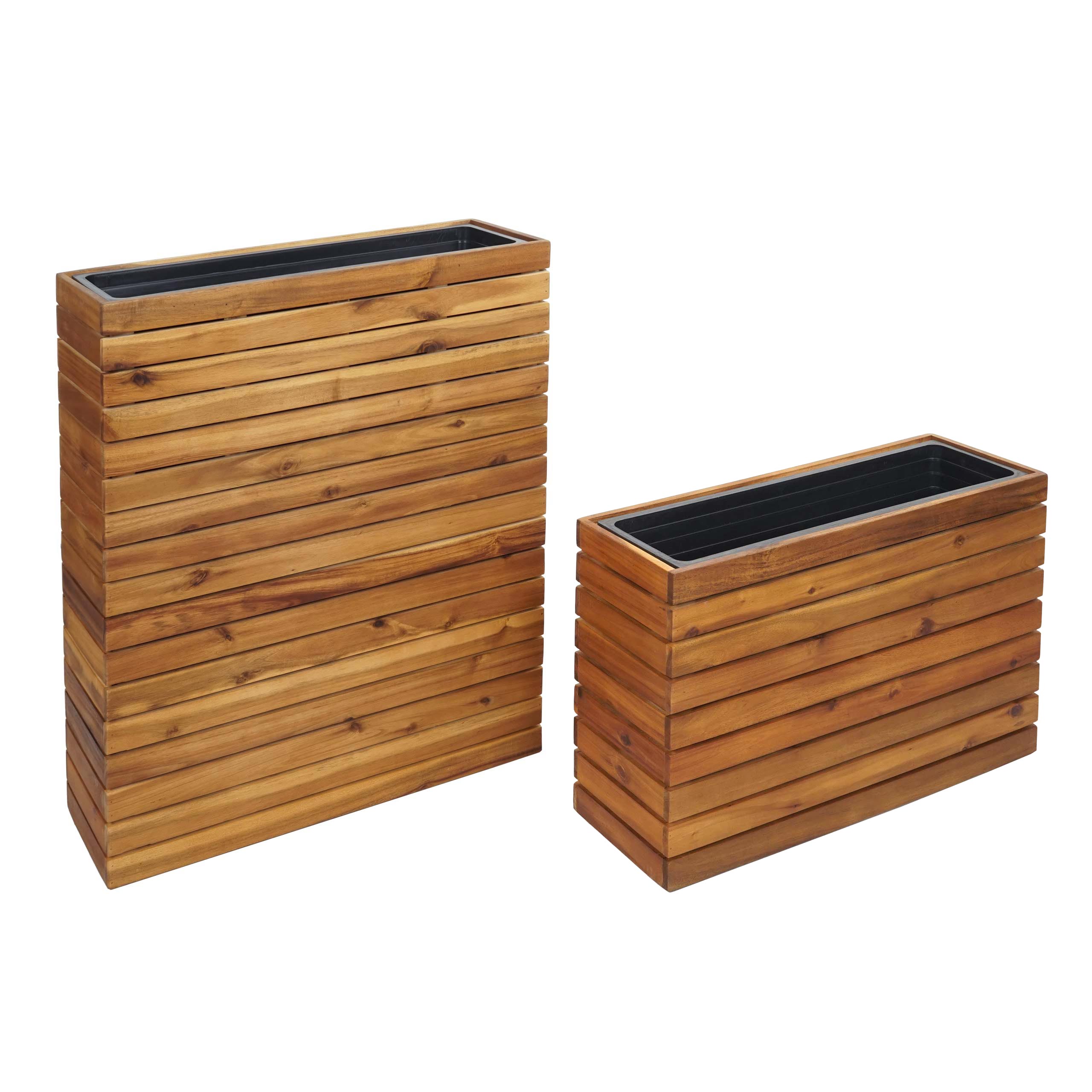 Set 2x vasi per piante rettangolare alto HWC-L21 legno acacia legno ...