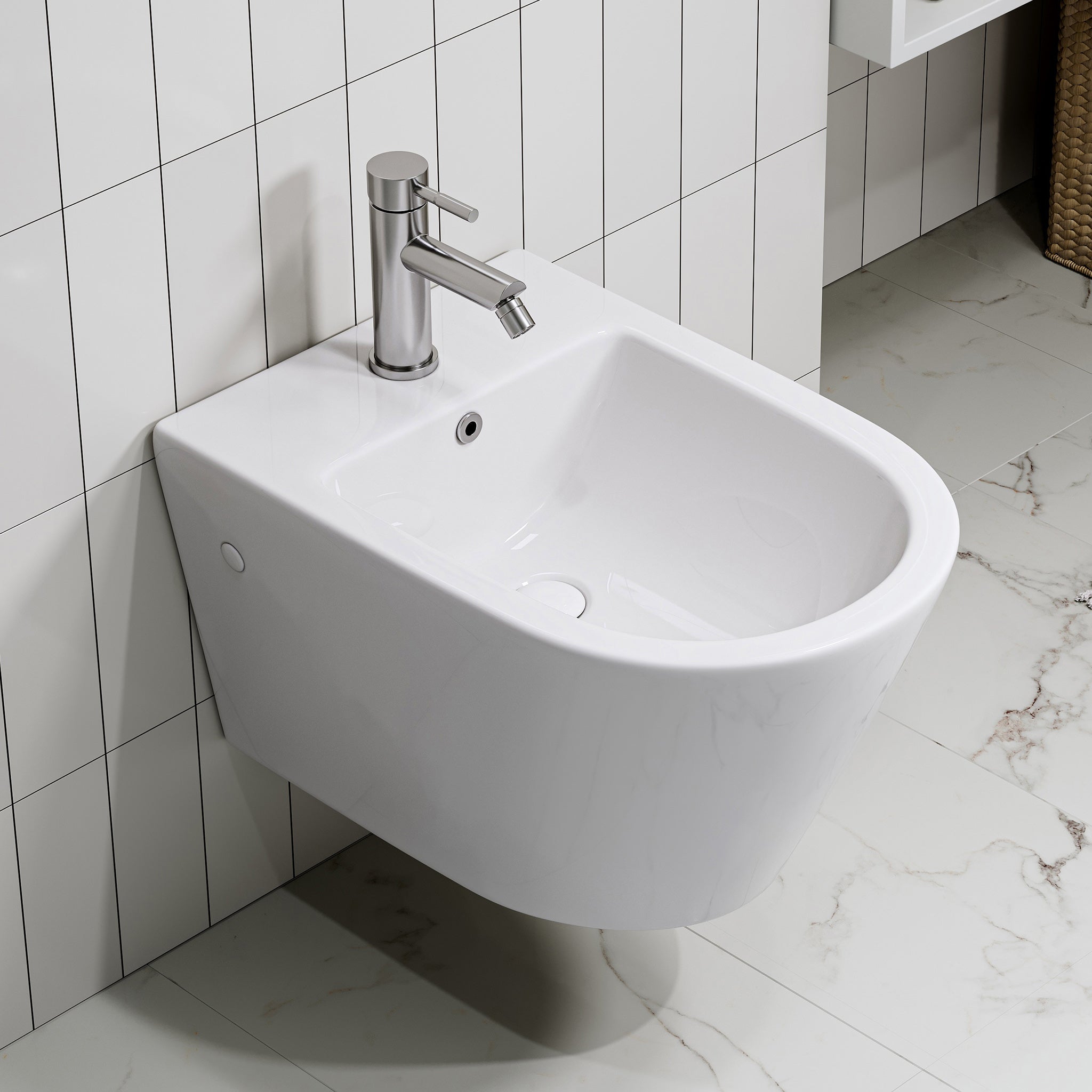 HOROW Bidet sospeso con foro per rubinetto e protezione antitrabocco ...
