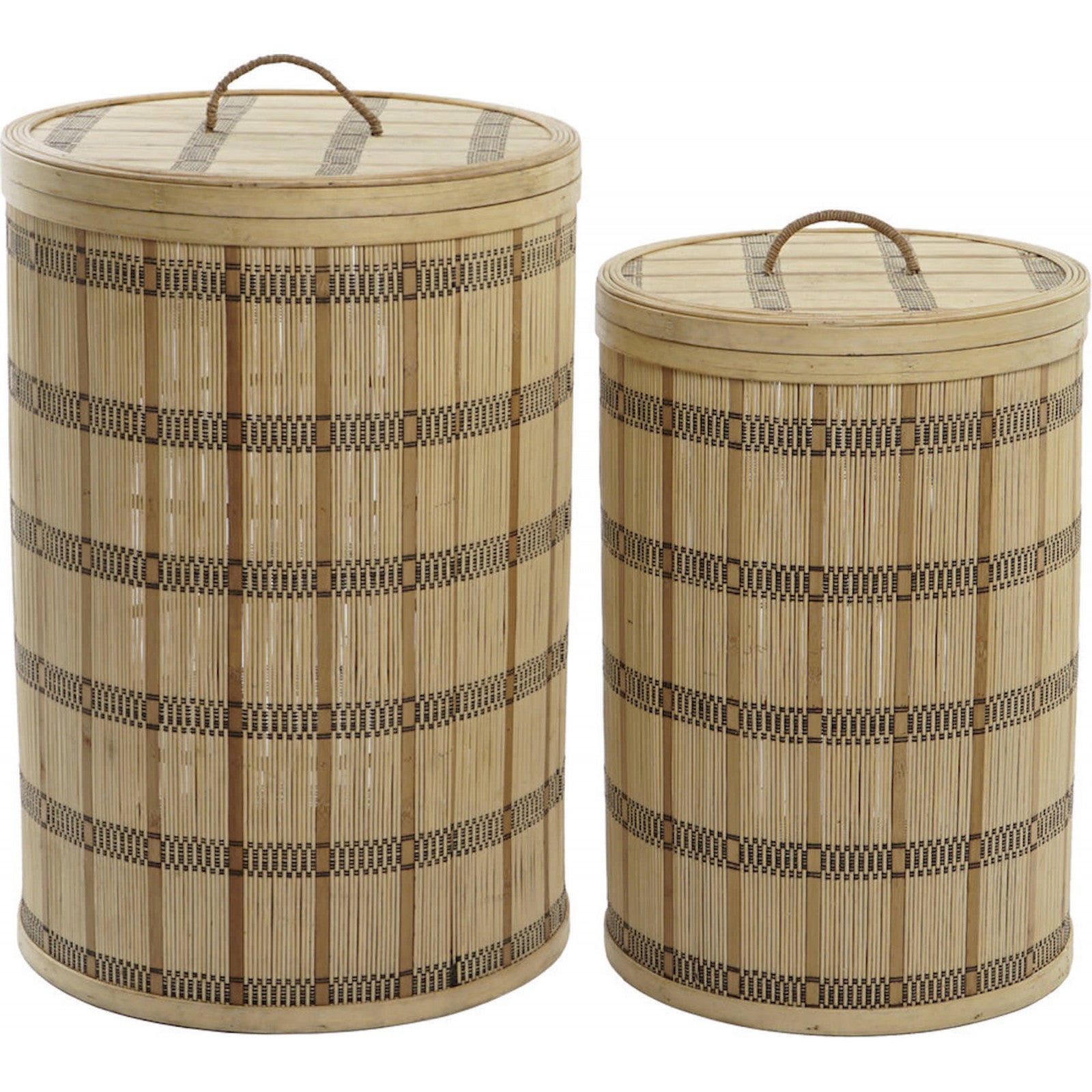 Panier bambou tressé avec couvercle éco-chic 40 x 40 x 63 cm Bambou ...