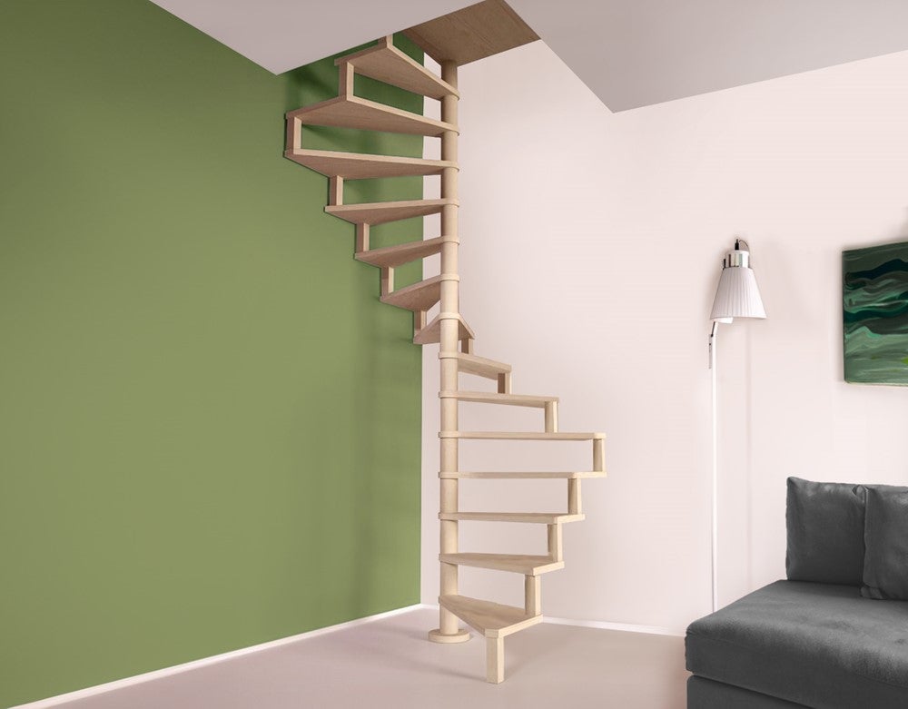 HandyStairs escalier en colimaçon "carree" - 12 marches en hêtre (260 ...
