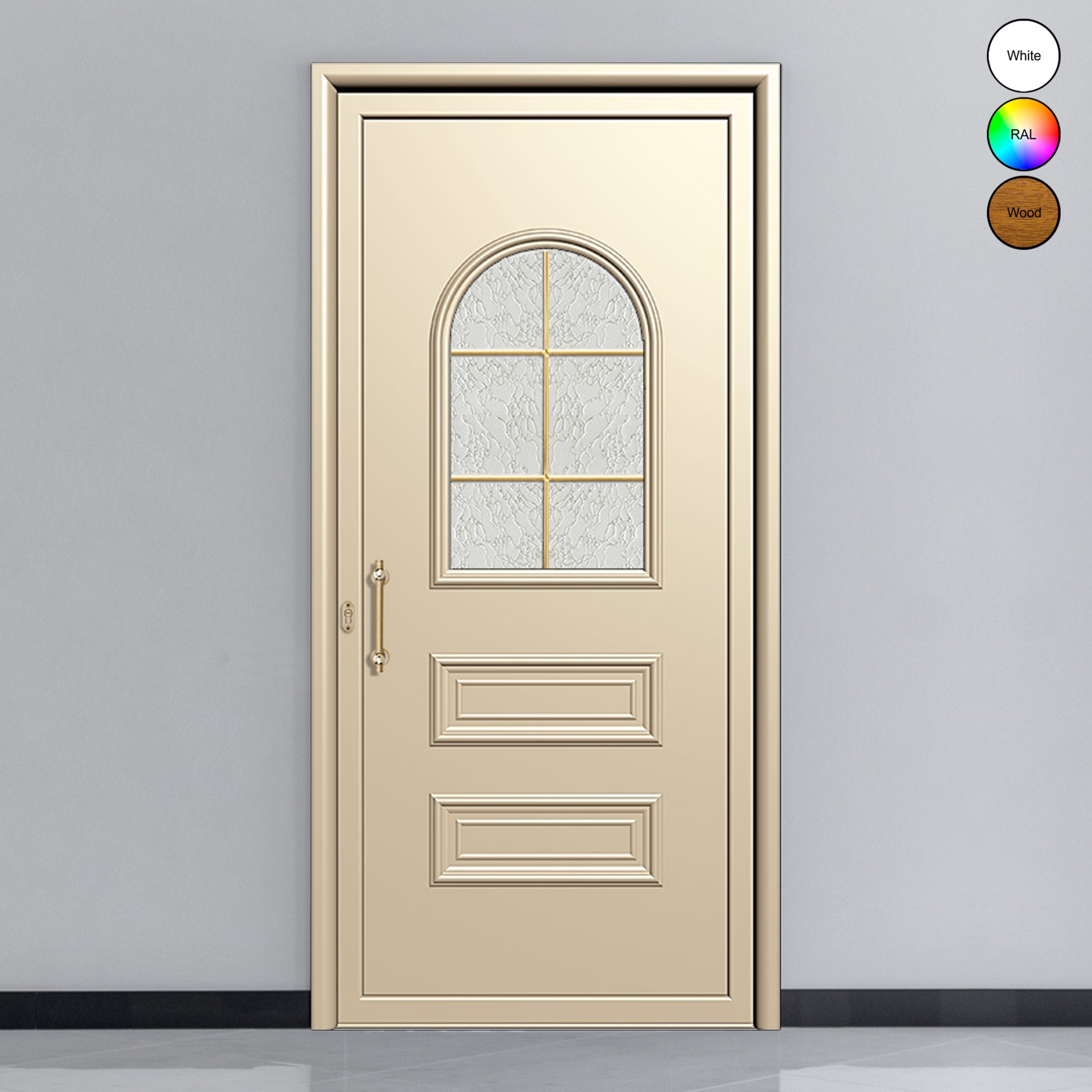 Porte d'entrée en aluminium CLASSIC DESIGN 2303 RAL 9001 ( L.: 85 cm x ...