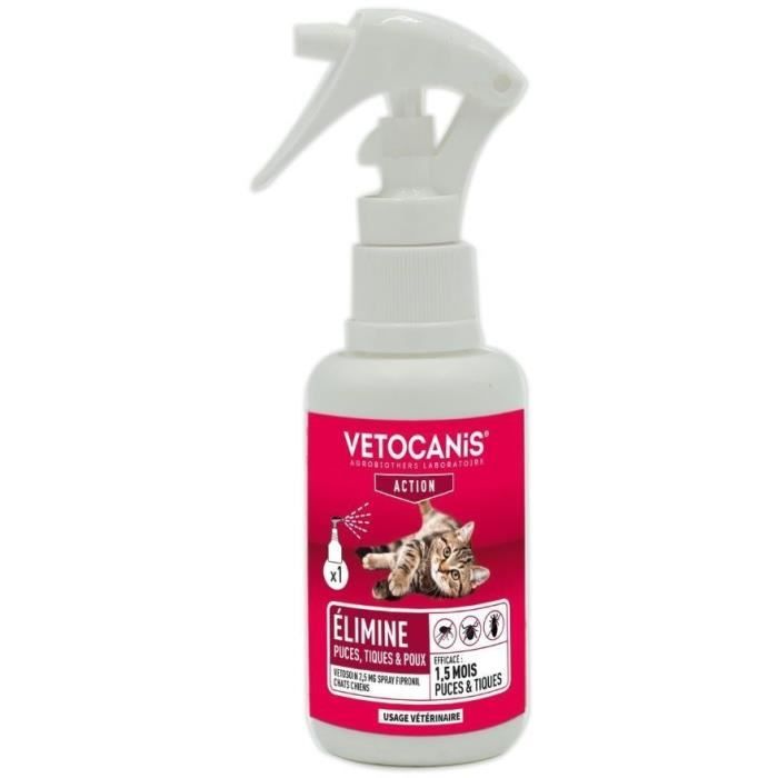 Spray f*pronil anti-puces et tiques - 2,5 mg pour Chien et Chat - 100ml ...