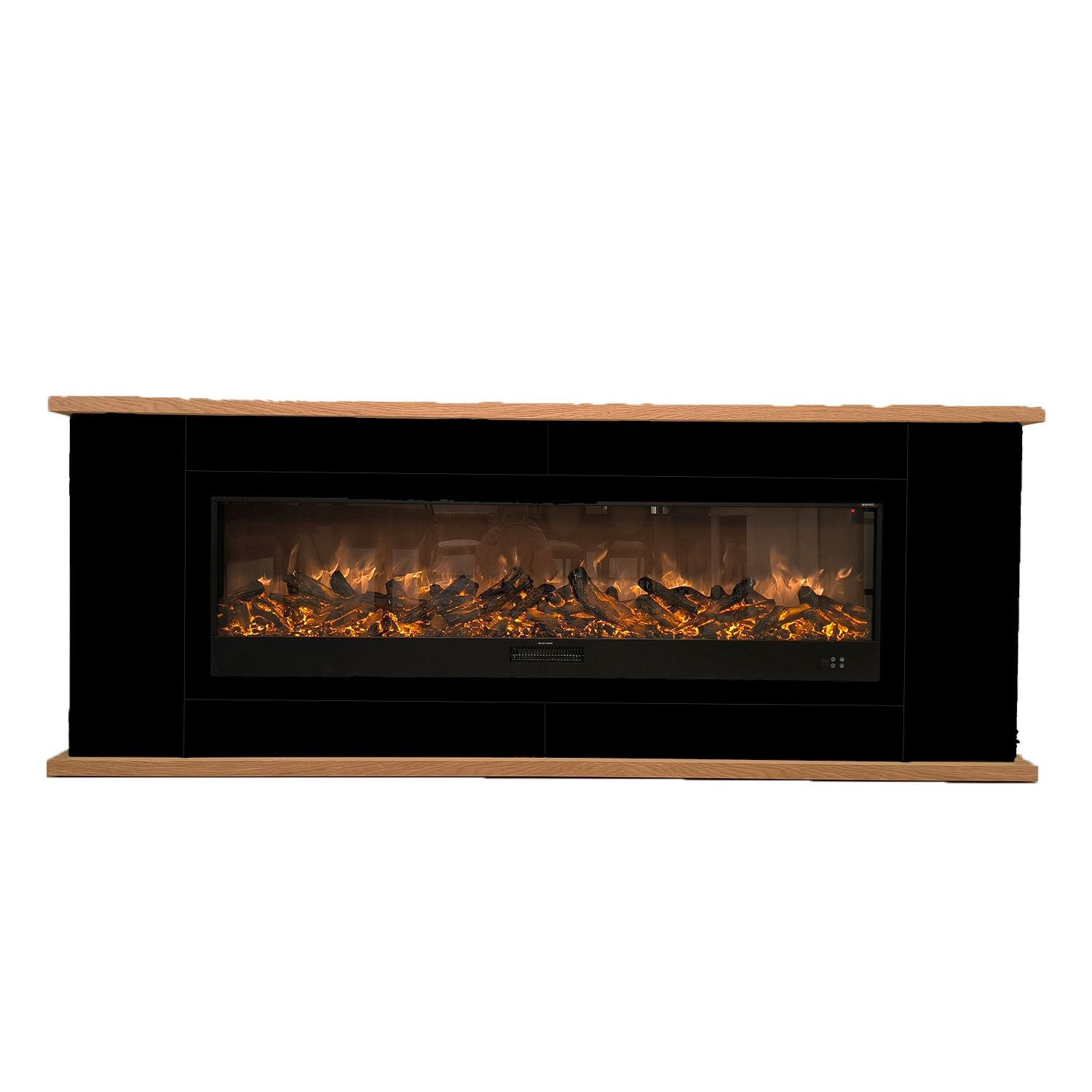 Black Wood Desio 150 Cabinet with 1500W Electric Fireplace with Remote ...