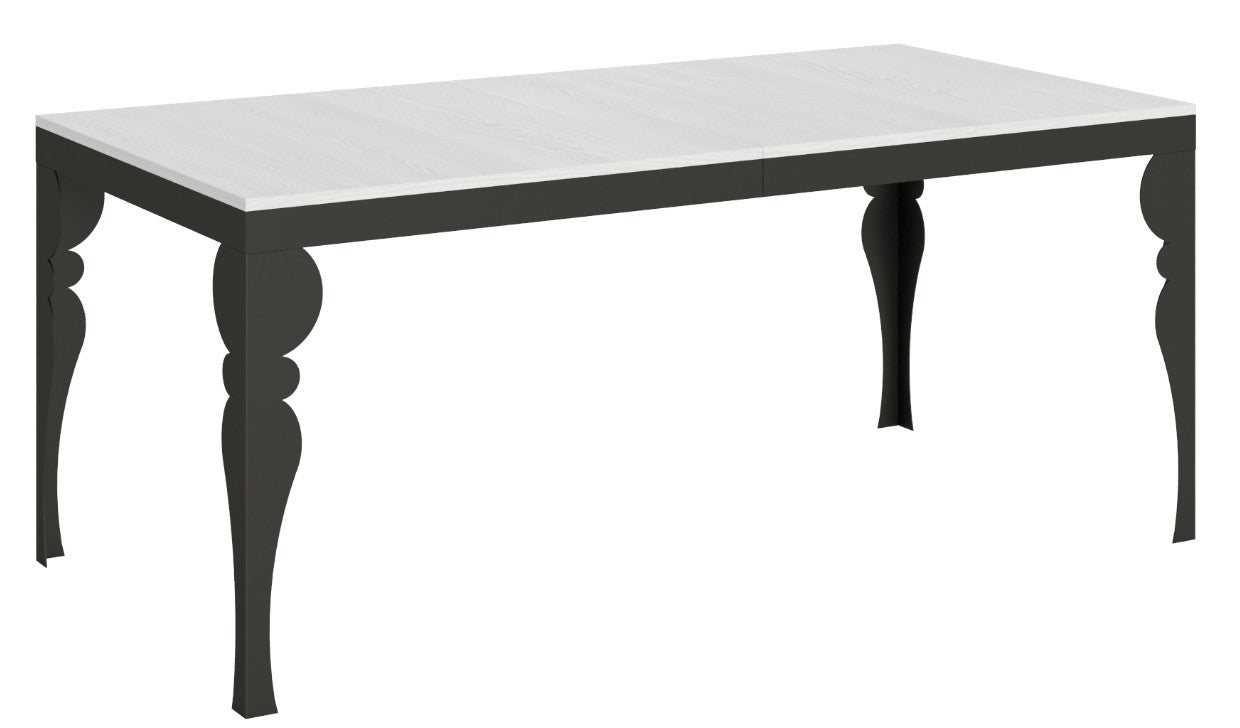 Table extensible pieds acier anthracite Torza evolution-Couleur Blanc-4 pieds-160 à 264cm ...