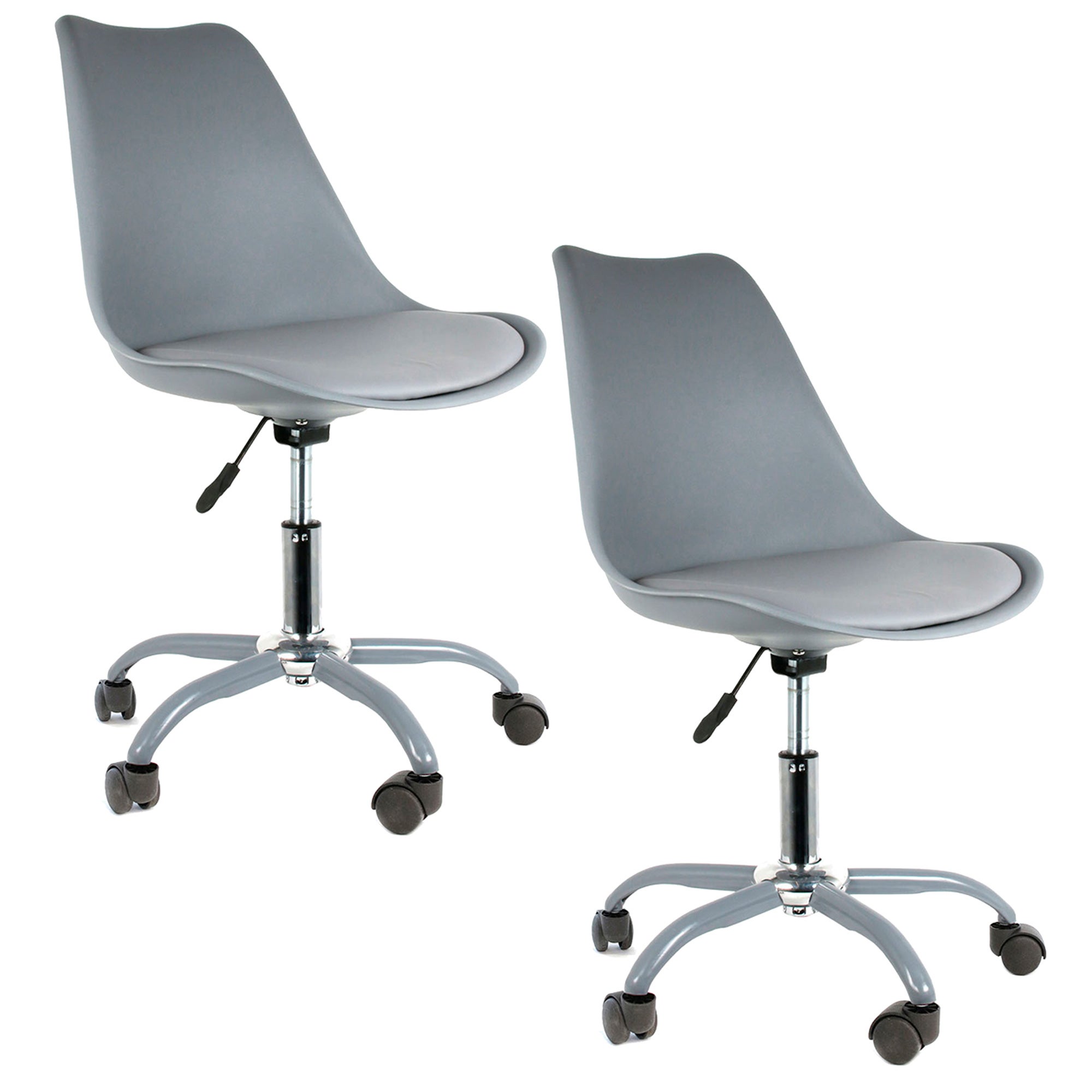 Lot de 2 chaises grises à roulettes | Leroy Merlin