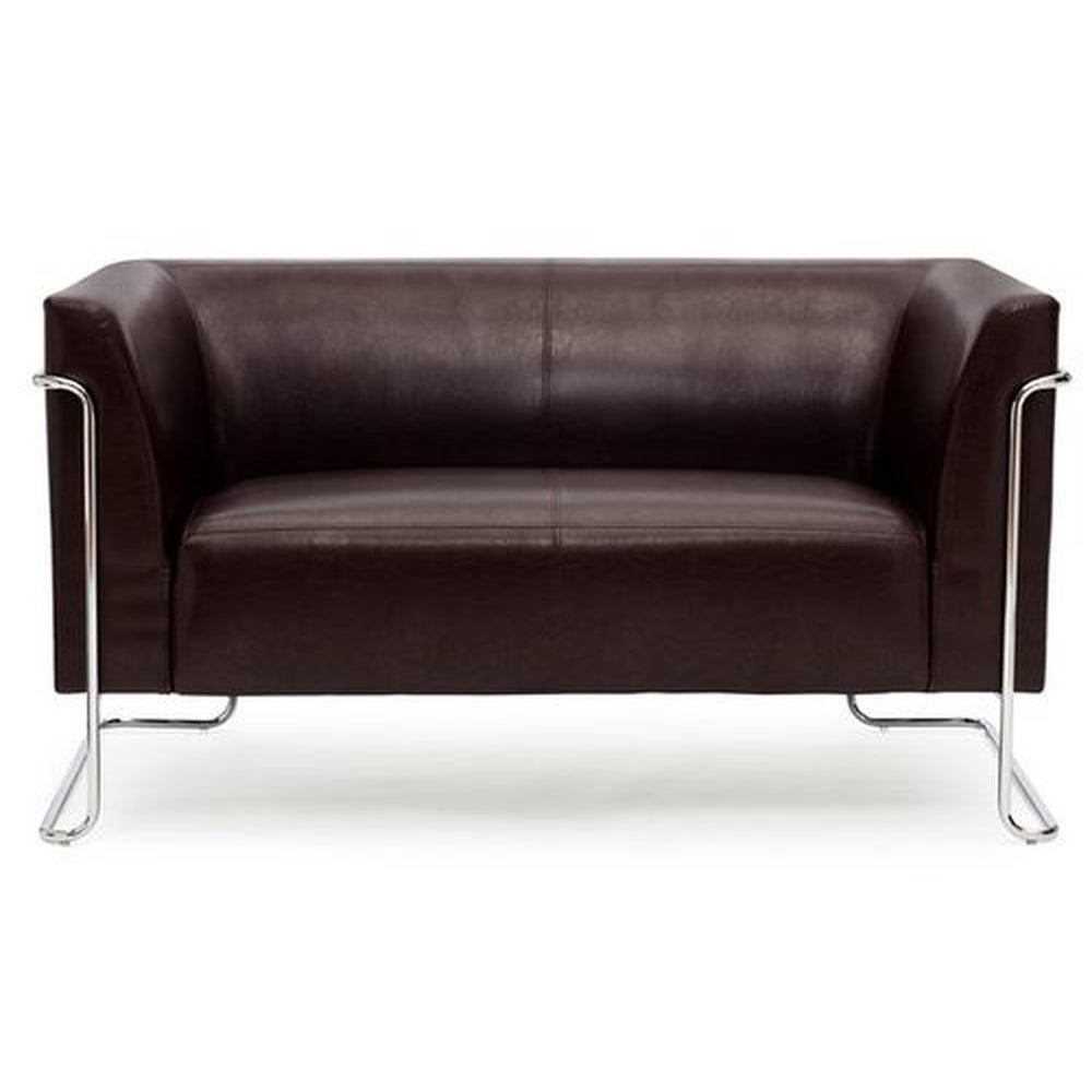 Divan lounge CURACAO similicuir 2 places marron hjh OFFICE | Leroy Merlin