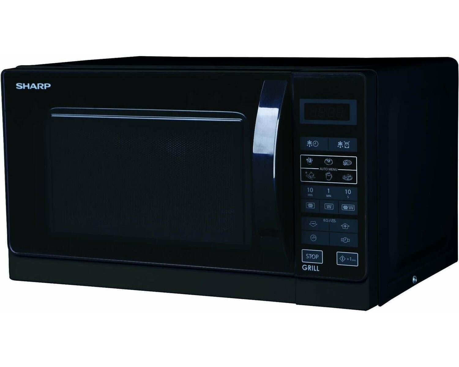 Horno microondas Sharp R-742BKW Microondas de superficie plana con grill 25 L 900 W Negro ...
