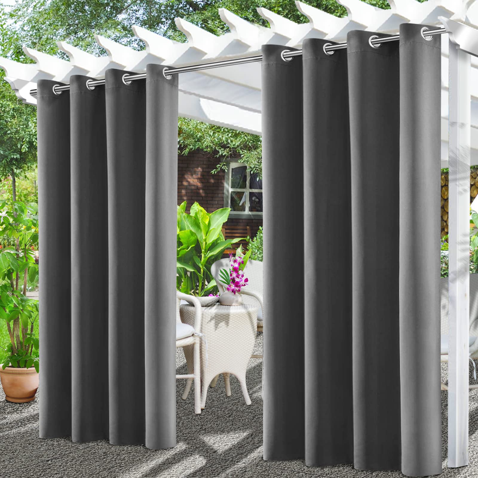 Lot de 2 rideaux occultants pour terrasse de jardin, chambre à coucher ...