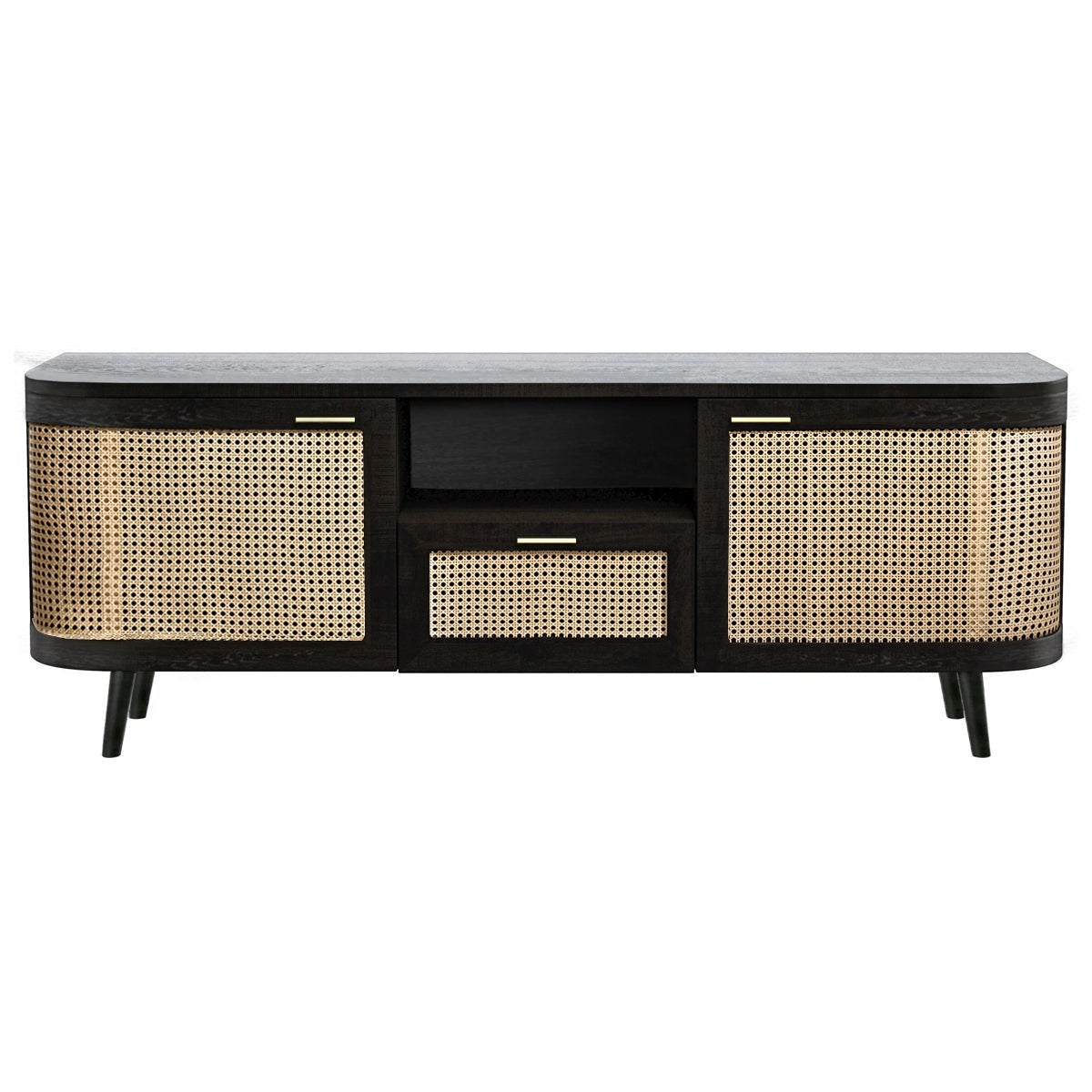 Meuble TV en bois de manguier et cannage 145 cm - Wendy | Leroy Merlin