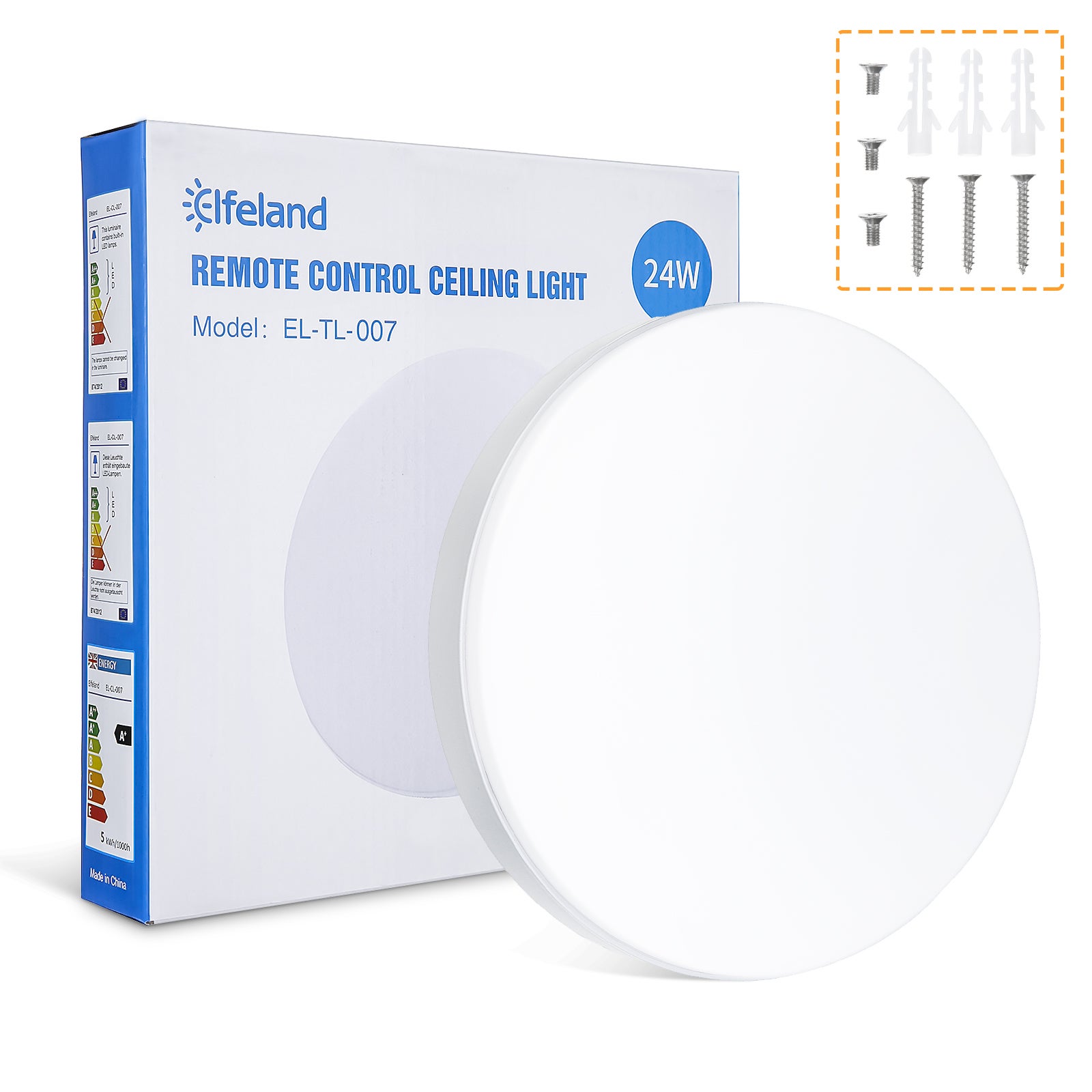 ELFELAND Plafonnier Rond LED IP54 24W LED 6000K D.23 cm | Leroy Merlin