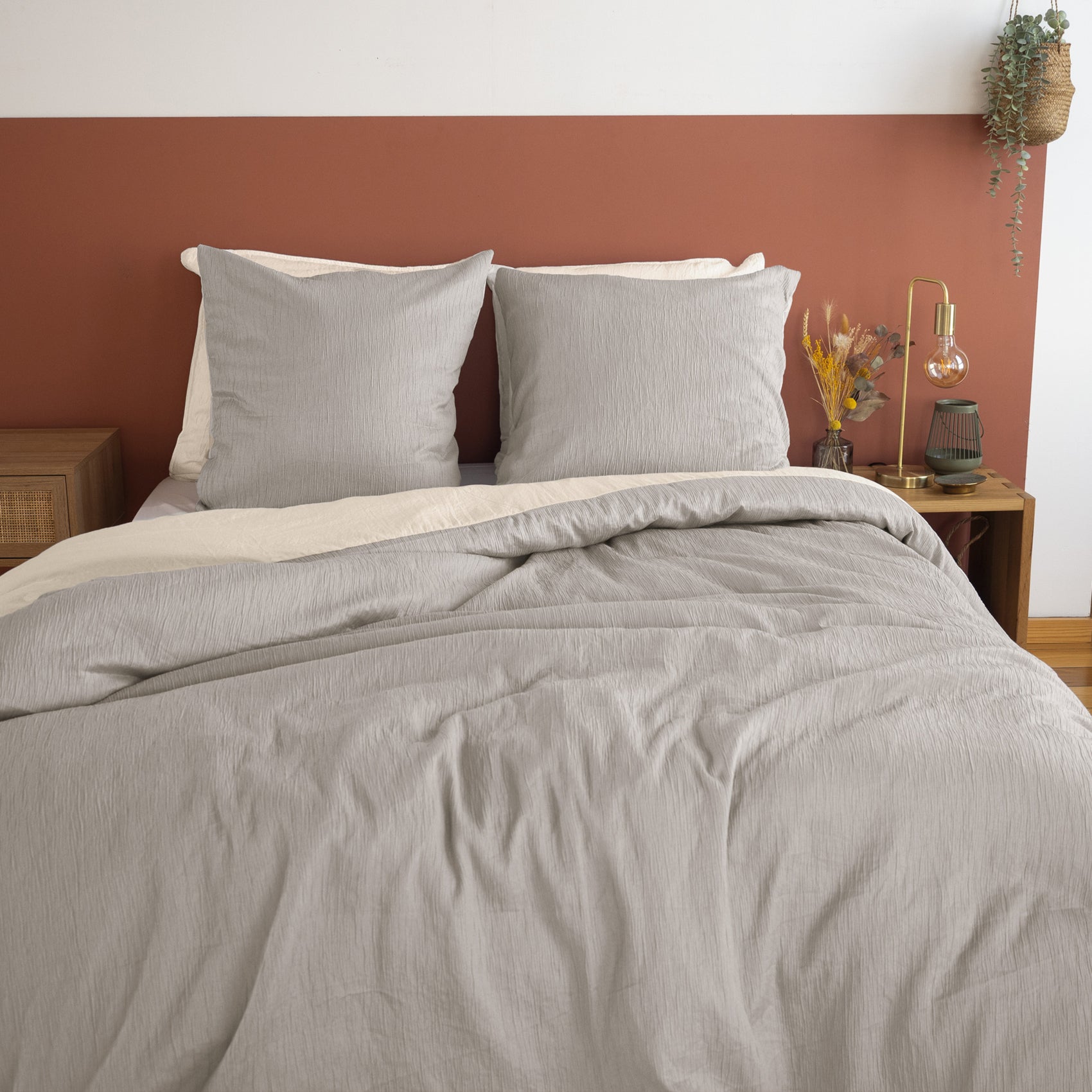 Juego de cama reversible con textura gofrada – Cama doble | Leroy Merlin