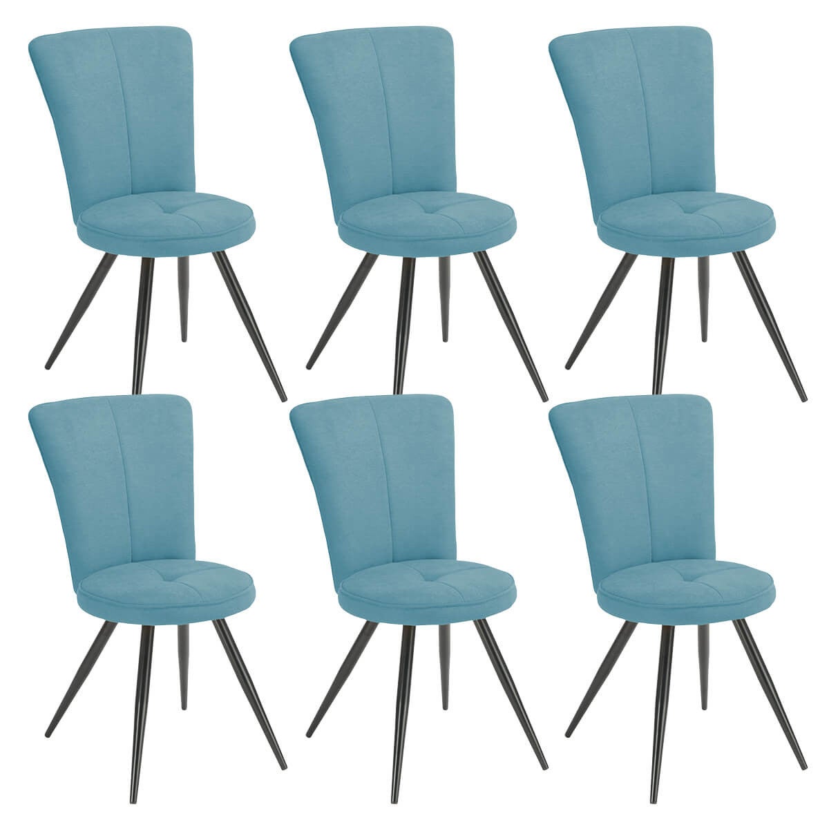 PARIL - Lot de 6 Chaises Matelassées Bleues | Leroy Merlin