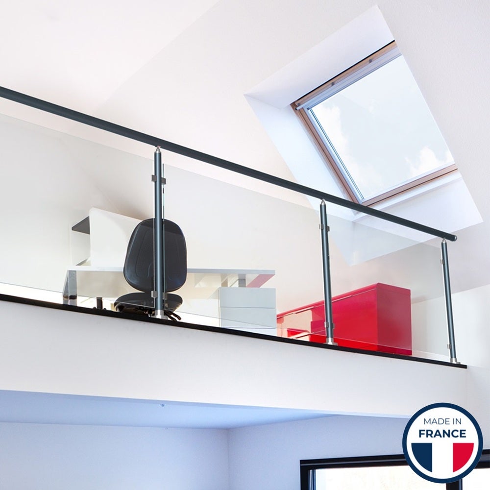 Garde-corps gris foncé vitré sécurite 8 mm (44/2), 2m pose en applique ...