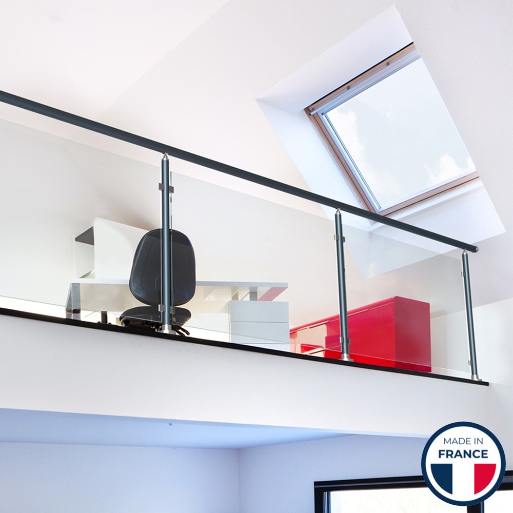 Garde-corps gris foncé vitré sécurite 8 mm (44/2), 3m pose à sceller au ...