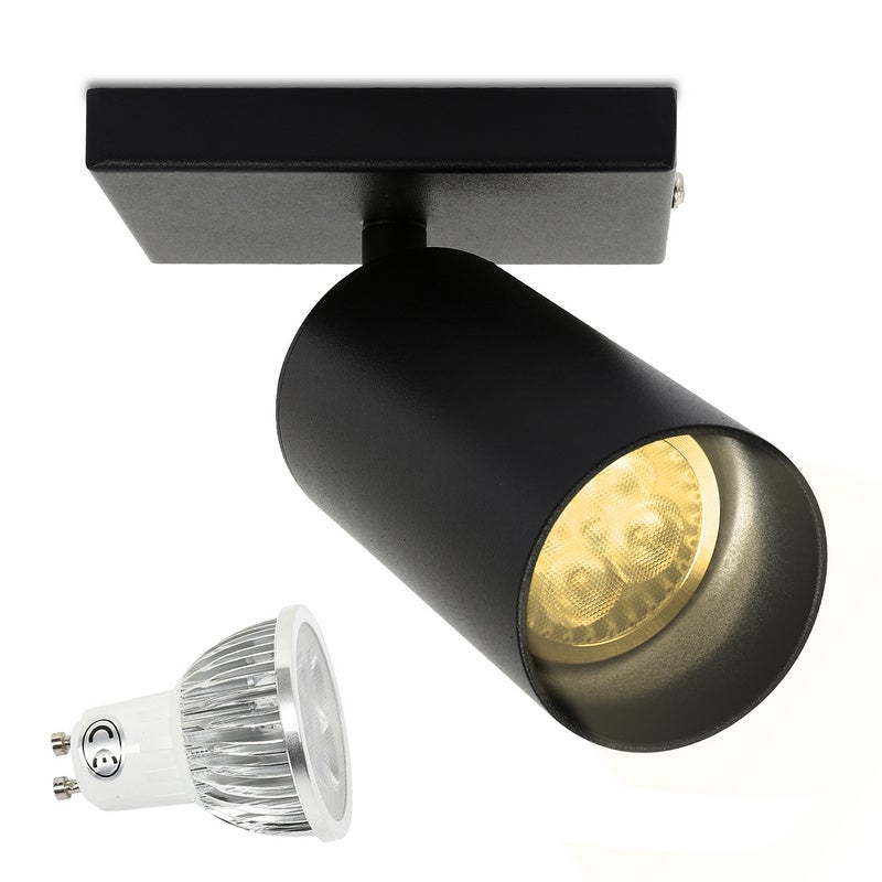 Spot de plafond tournante GU10 métal lustre plafond Plafonnier LED noir ...