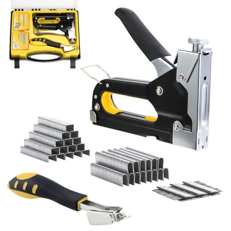 Agrafeuse Manuelle 3 en 1 + 900 Agrafes et Clous + Repoussoir ...