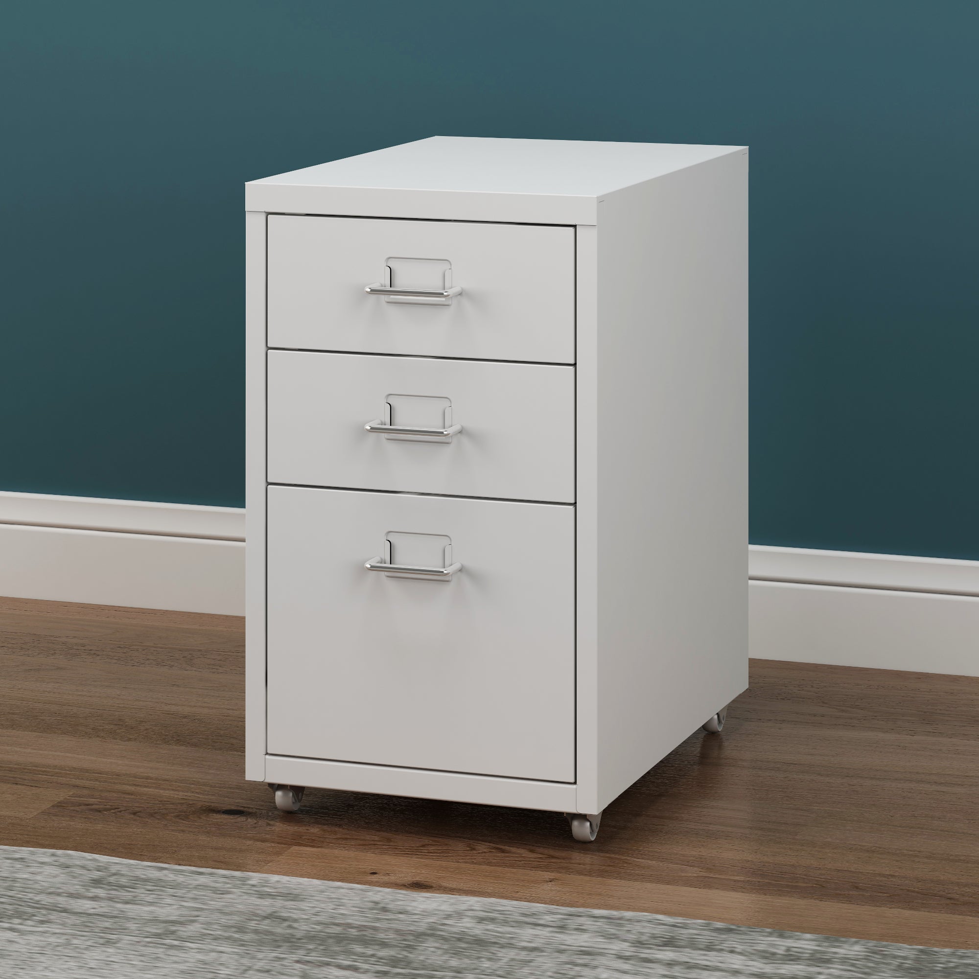 Caisson de bureau à roulettes Kökar acier 48 x 28 x 41 cm blanc mat [en ...