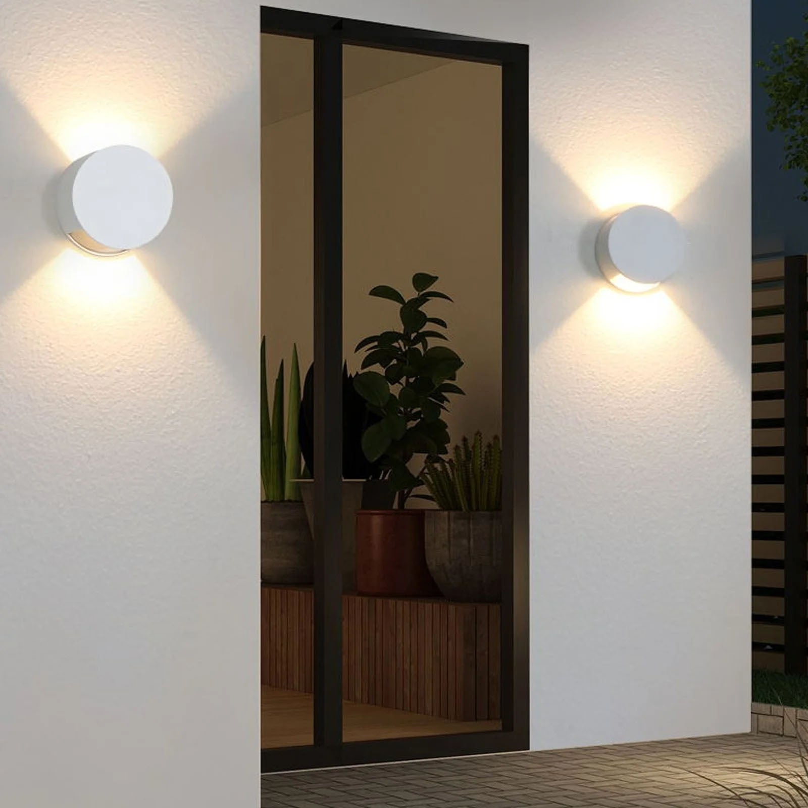 Juego de 2 apliques de pared LED para jardín, IP65 a prueba de agua ...