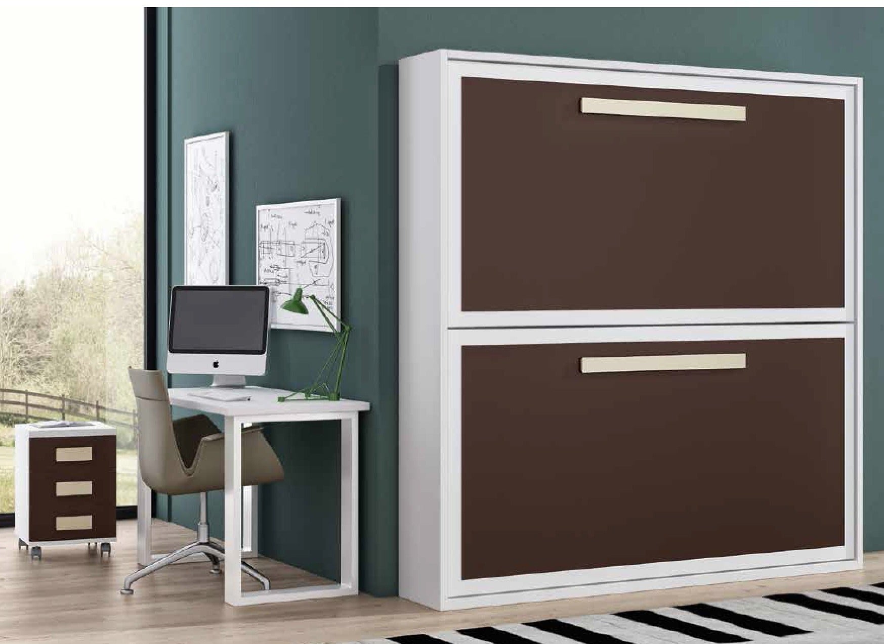 Lit superposé escamotable 90x190 Melina-Coffrage Blanc-Façade Blanche ...