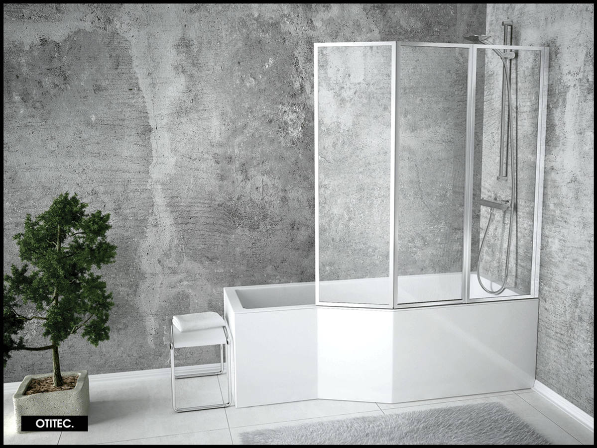 Baignoire asymétrique de 150 x 75 cm - Blanc - Droite - avec Pare ...