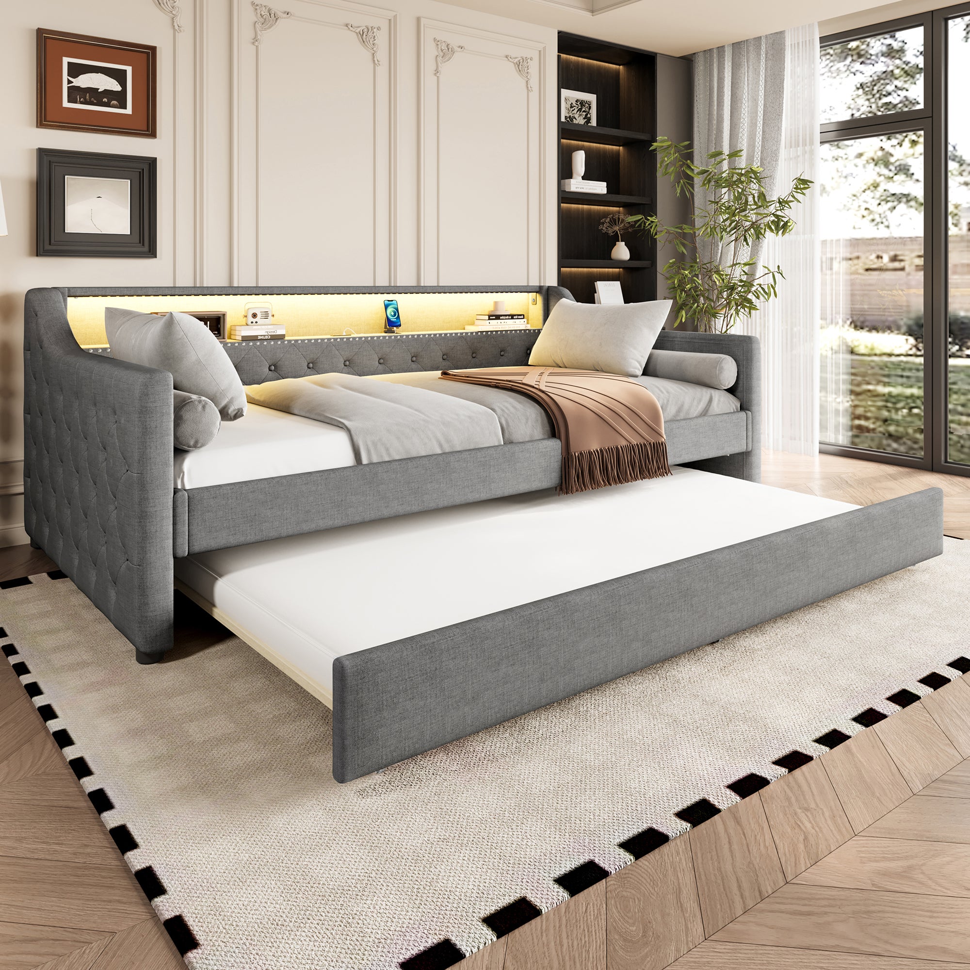 Canapé-lit 90x200 cm, Lit d’appoint avec sommier, Fonction Lit ...