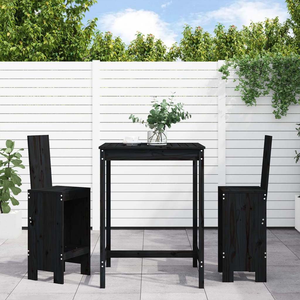 Maison Exclusive - Set de mesa y taburetes altos jardín 3 pzas madera ...