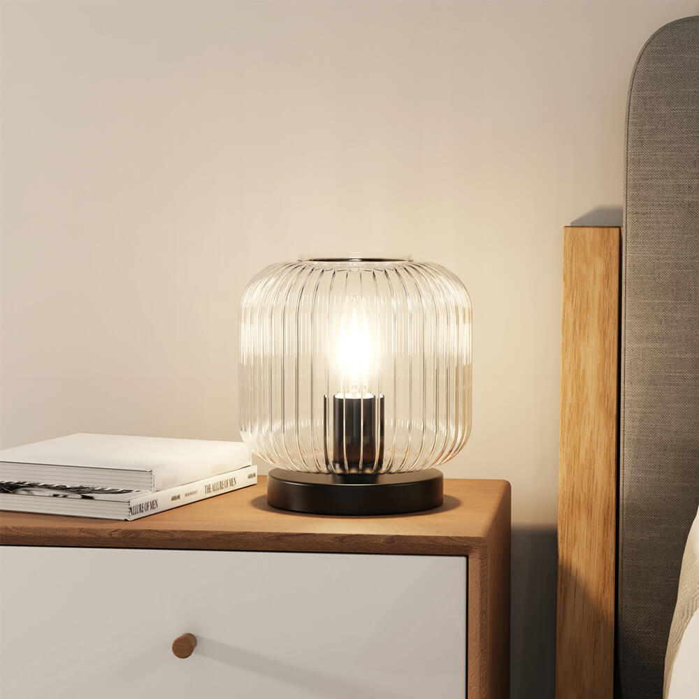 HOME DELUXE Lampe de table en verre LILY - Transparent | Lampe de table ...