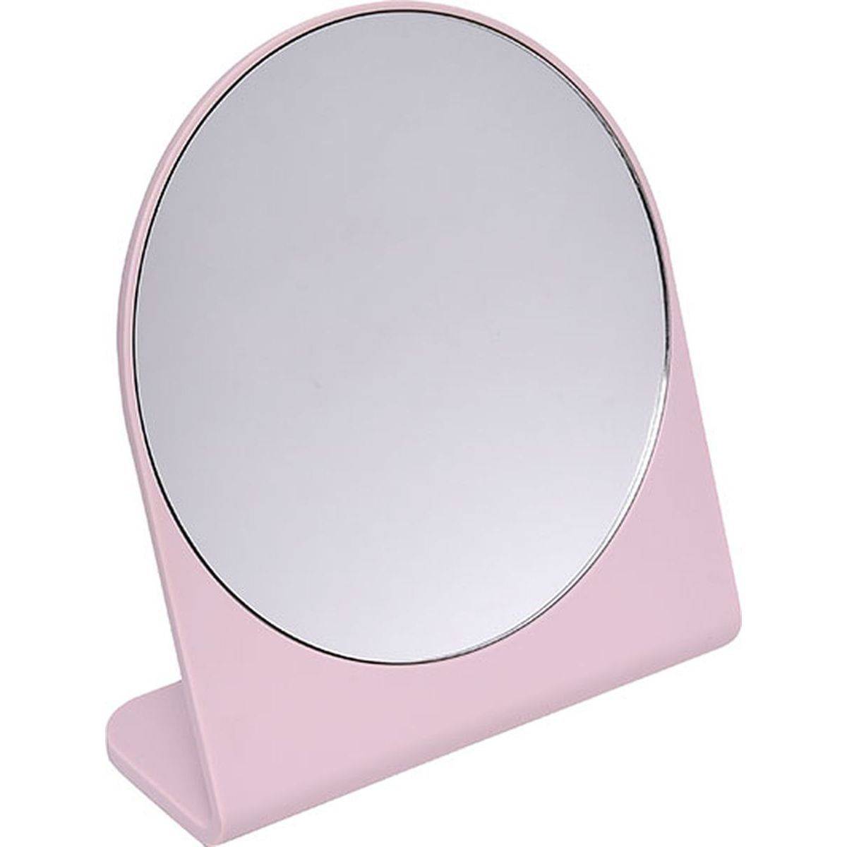 MIROIR FORME RONDE 1 FACE AVEC BASE - ROSE PALE - Tendance | Leroy Merlin