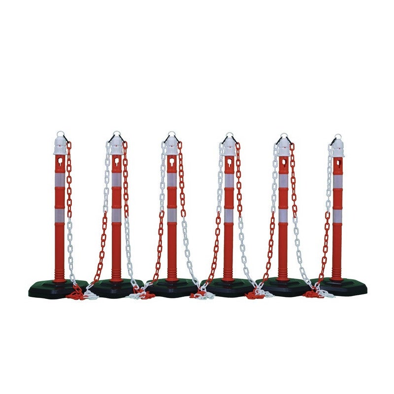 Ensemble de potelets de blocage PP rouge/blanc avec pied 6 pans ...