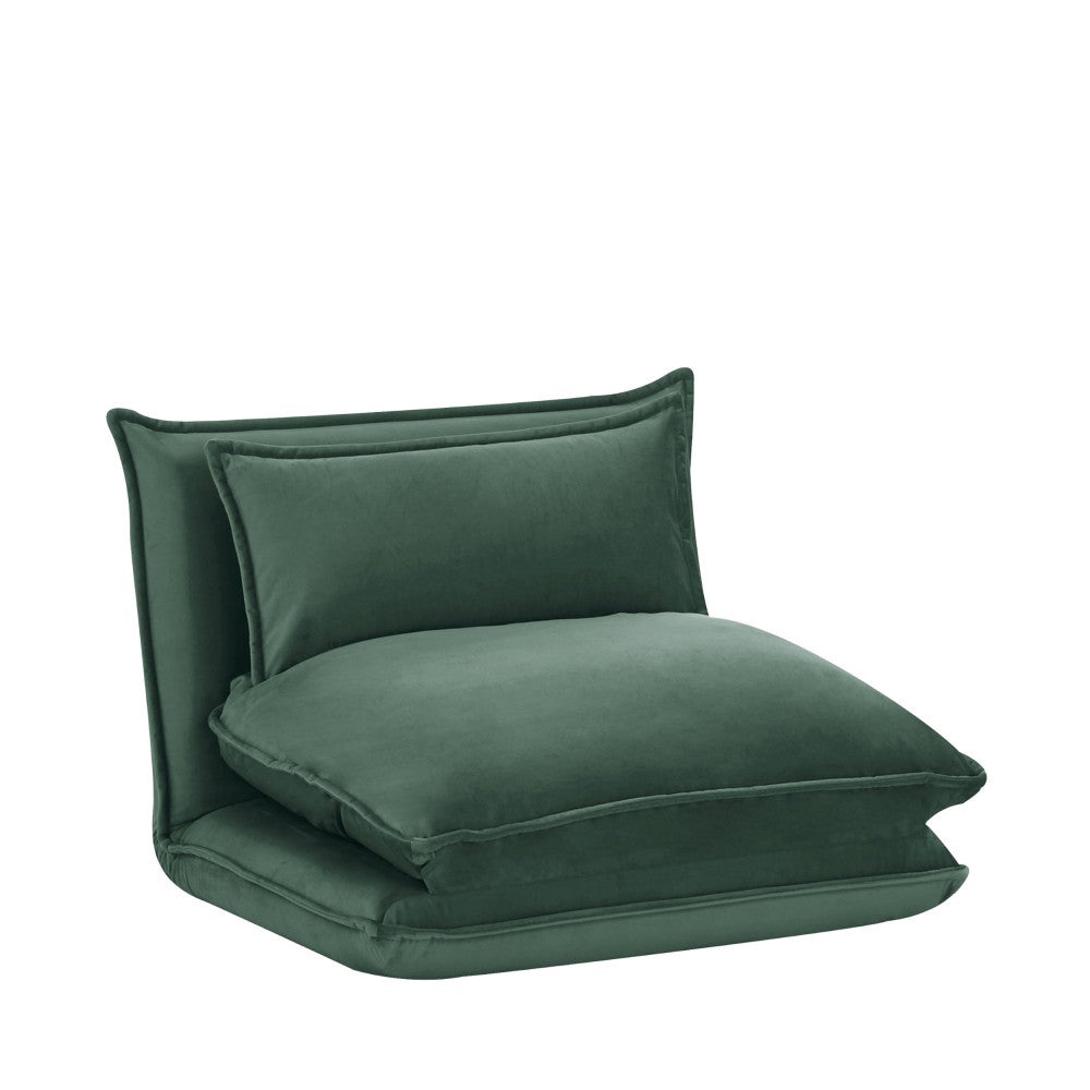 Nala - Chauffeuse convertible 1 place en velours - Vert forêt | Leroy ...