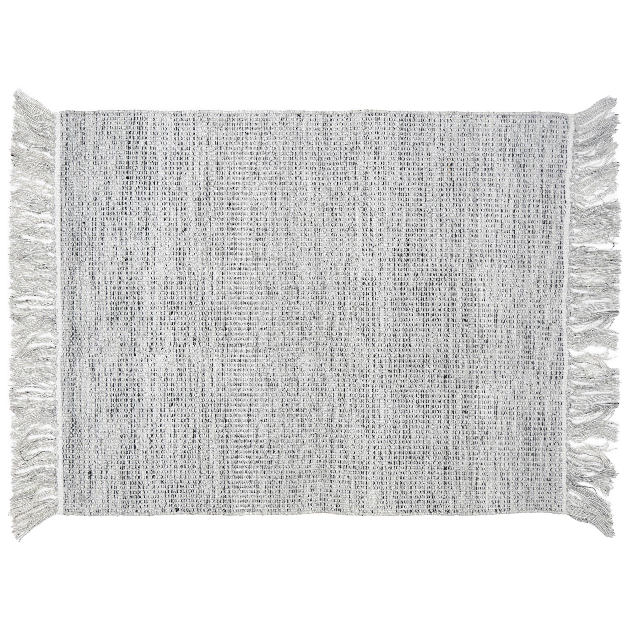 Tapis de salon à franges 60x90 cm PENJAB viscose et laine gris Argent ...